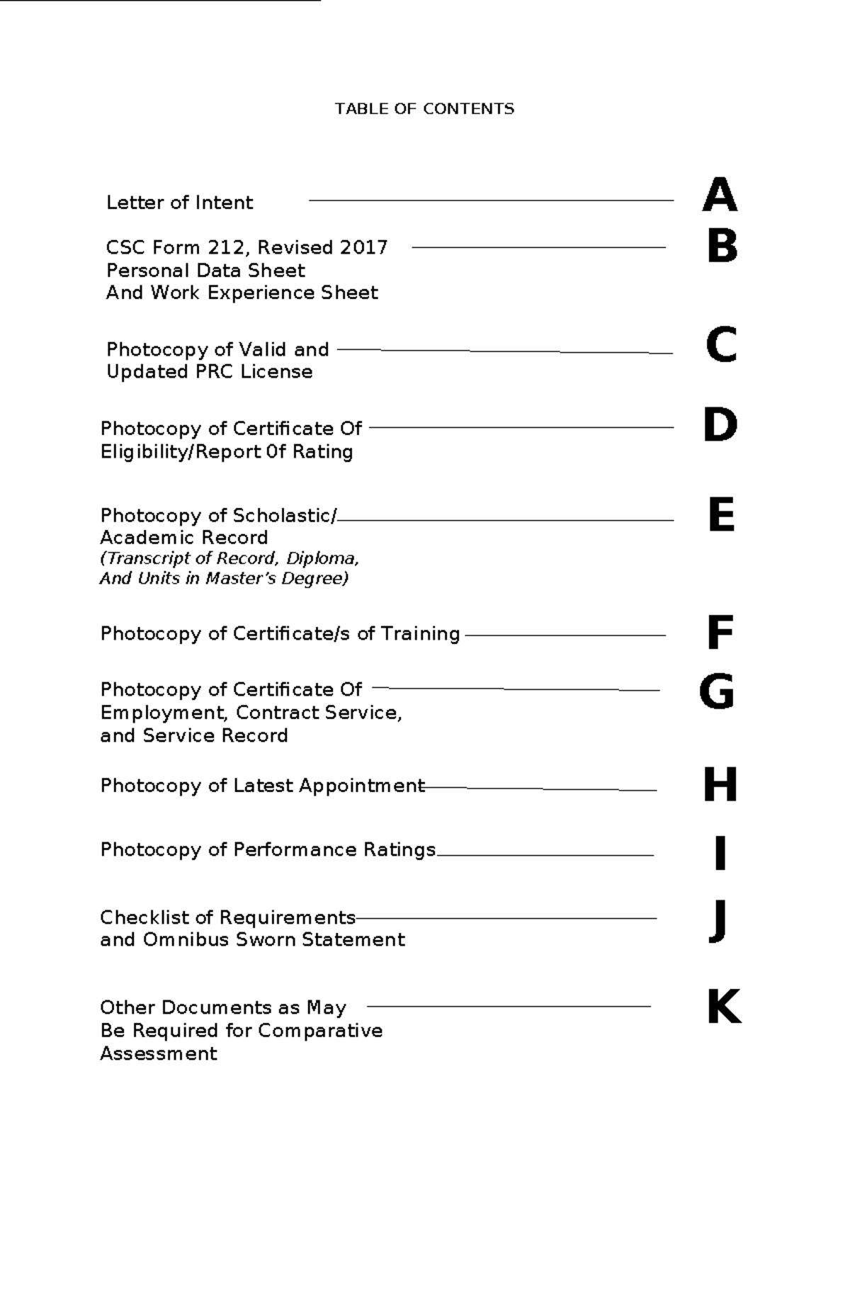 essay and informations - C D E F G H I J K TABLE OF CONTENTS Letter of ...