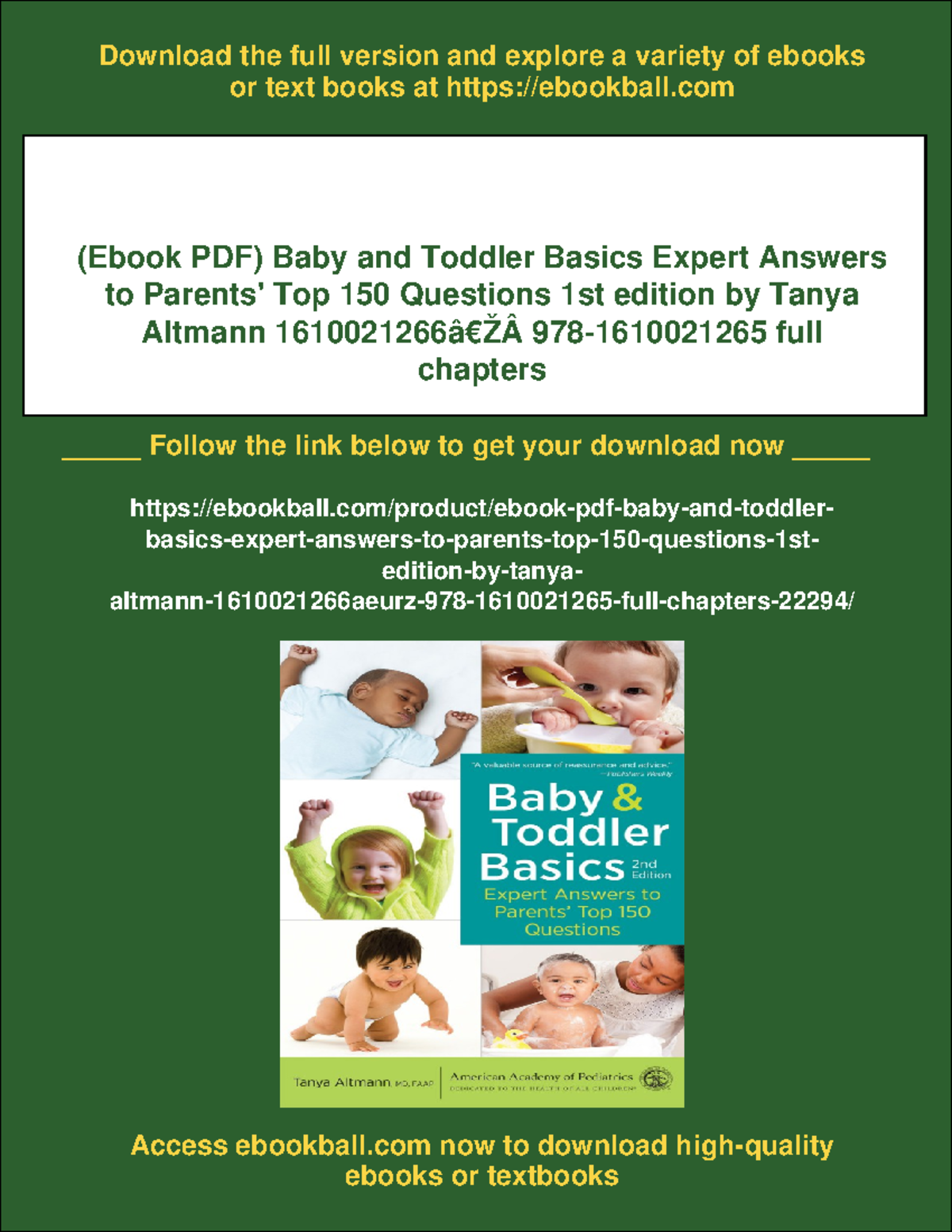 13615 - Baby and Toddler Basics: Expert Answers to 150 Parent Questions ...