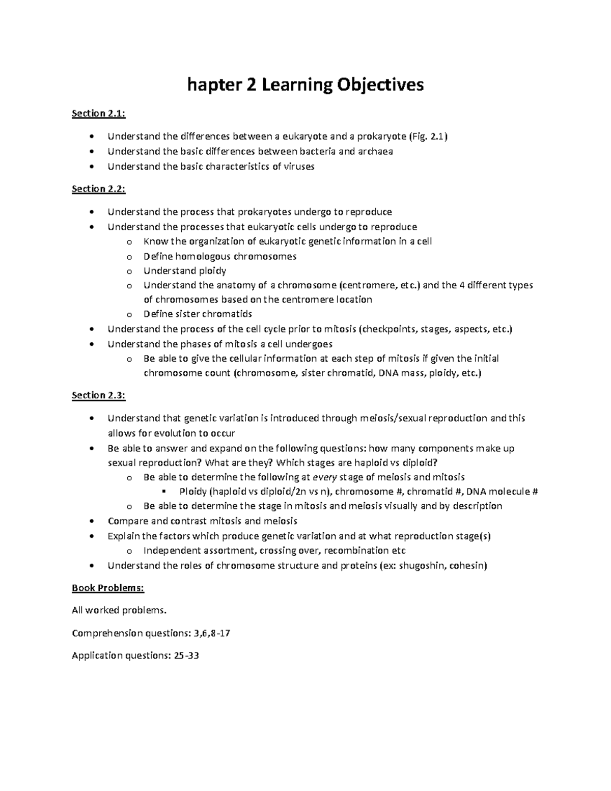 Chapter 2 Learning Objectives summer - hapter 2 Learning Objectives ...