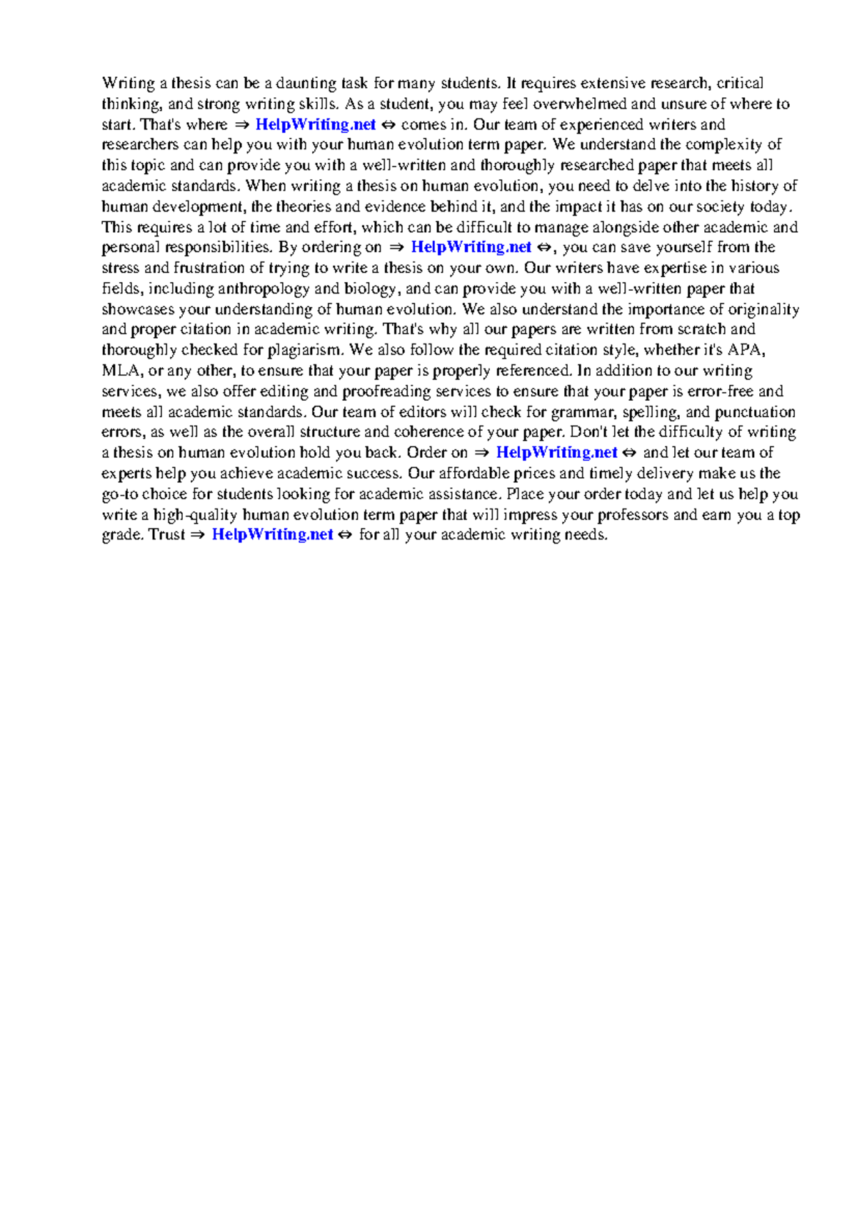 Human evolution term paperterm paper - Writing a thesis can be a ...