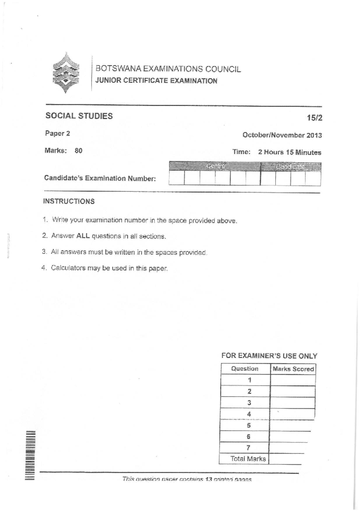 JCE - Social Studies Paper 2 Revision Notes 2013 - Studocu