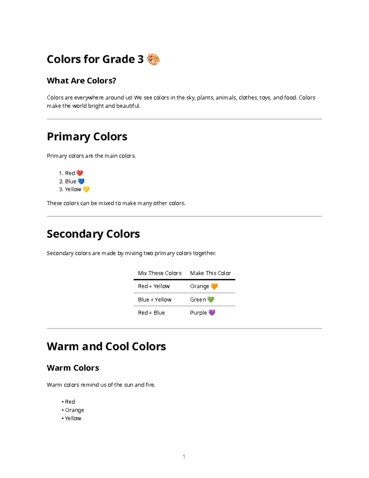 Colors Learning Booklet for Grade 3: Exploring Color Concepts - Studocu