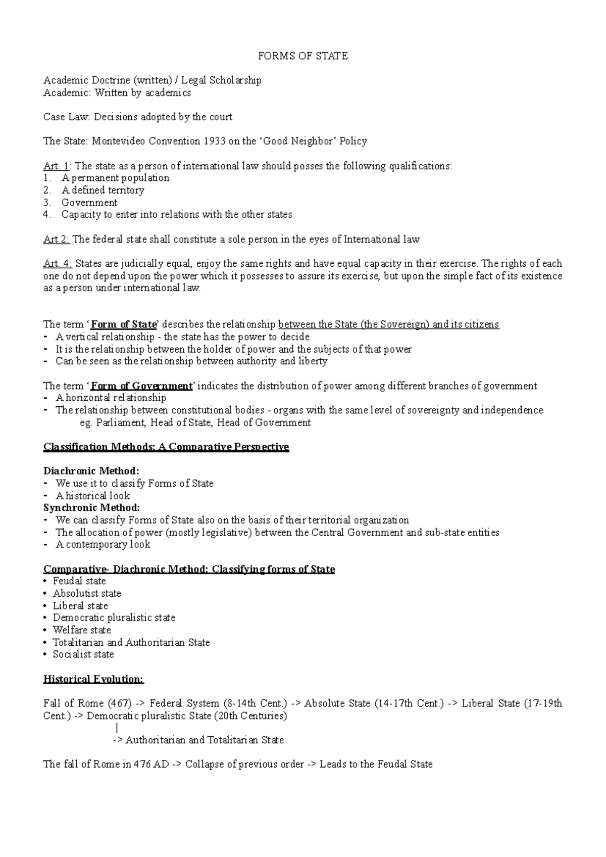 Forms of State: Legal Scholarship Notes (LAW 101) - Studocu