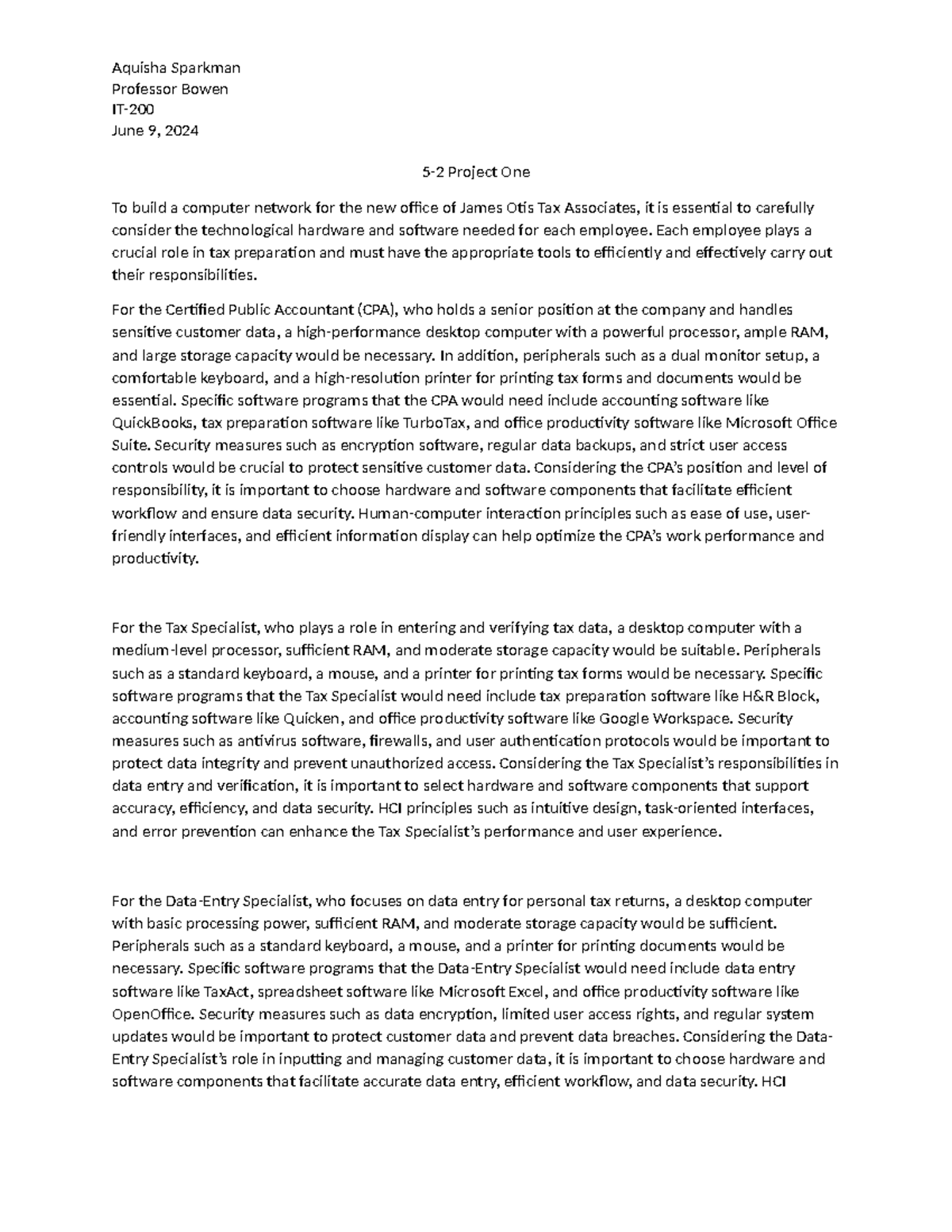 IT 5-2 Project One: Building a Computer Network for Tax Associates ...