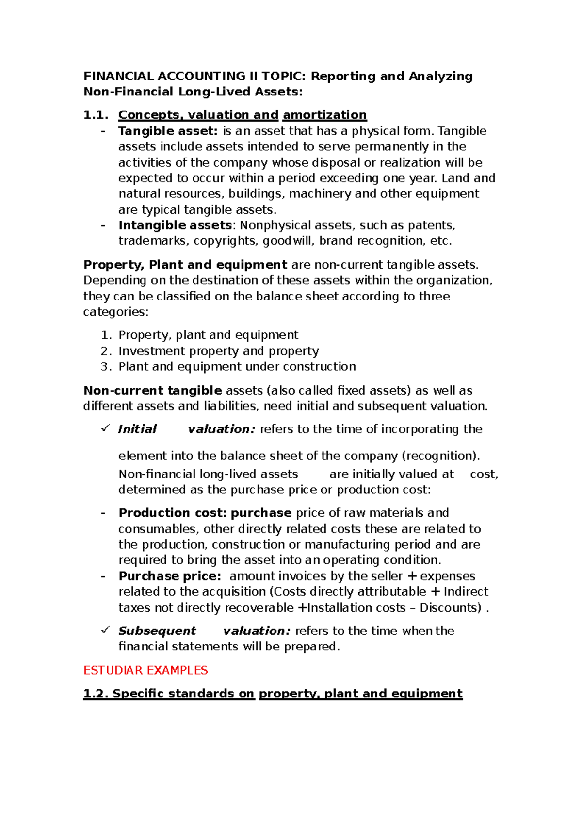 Financial Accounting II: Reporting & Analyzing Assets Overview - Studocu
