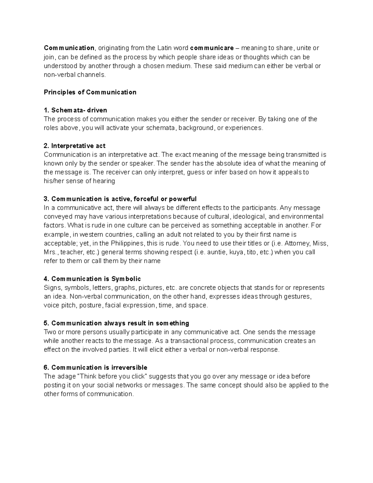 ORAL-COM- Reviewer - Yesss - Communication, originating from the Latin ...