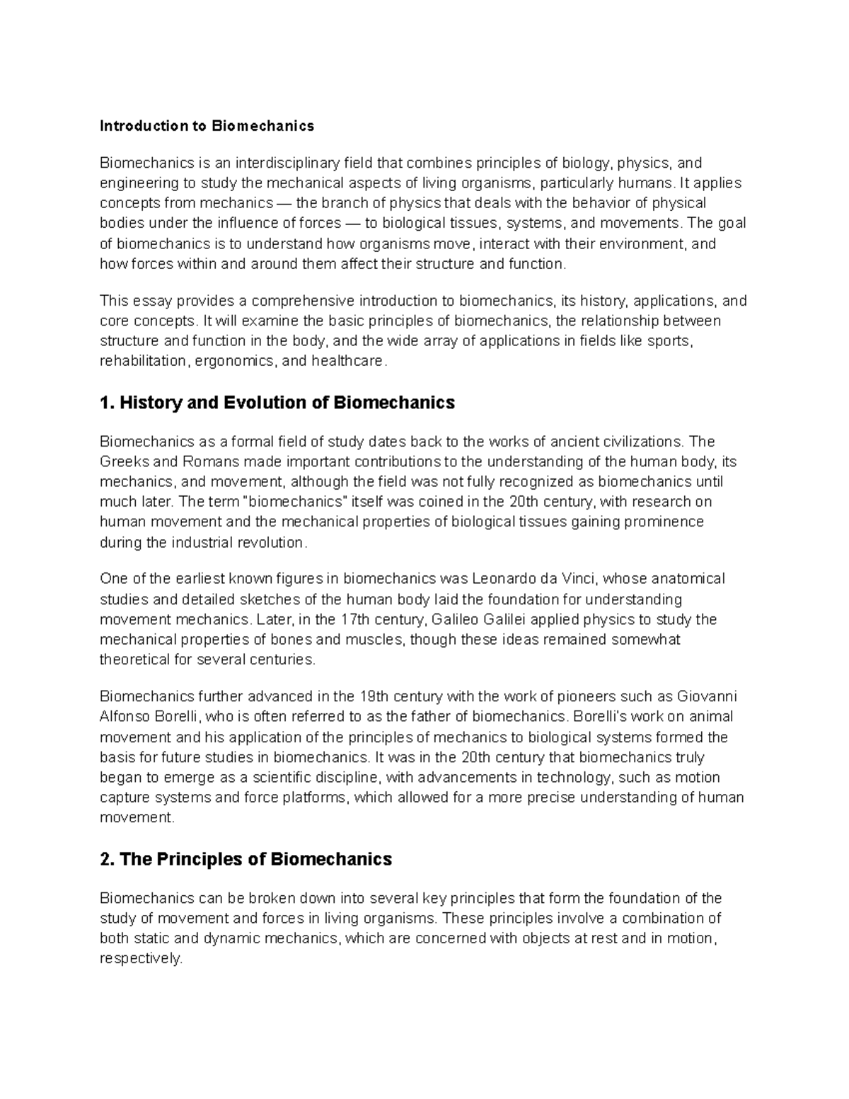 Introduction to Biomechanics: Key Concepts and Applications - Studocu
