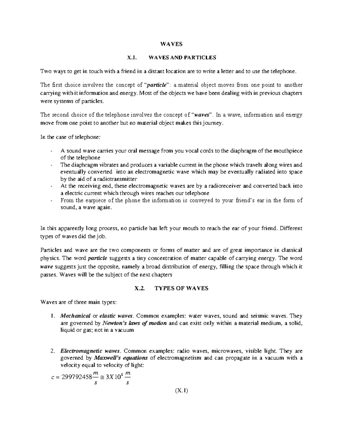 WAVES X.1: Understanding Waves and Particles in Physics - Studocu