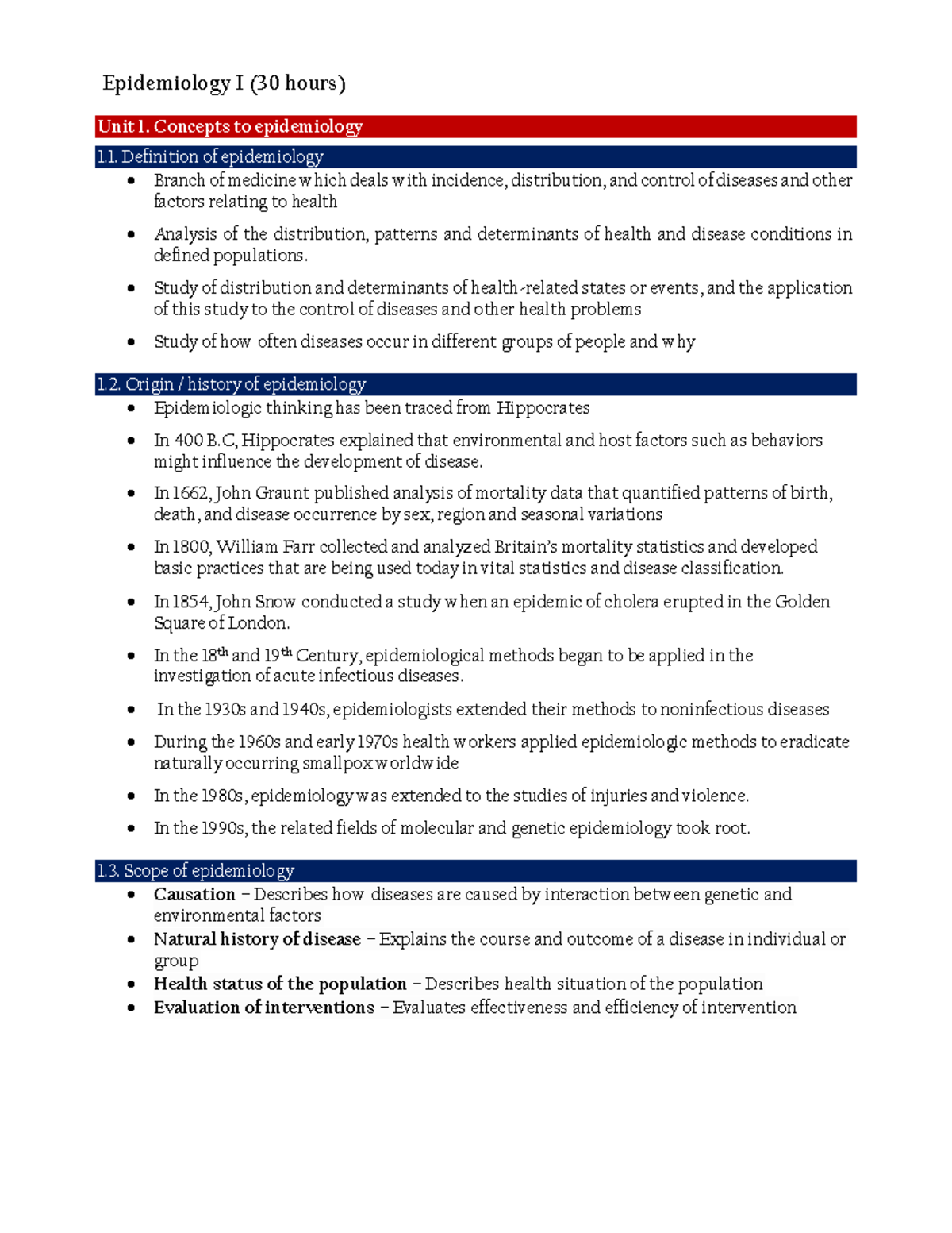 Diploma HRI: Epidemiology Concepts & Disease Control Overview - Studocu
