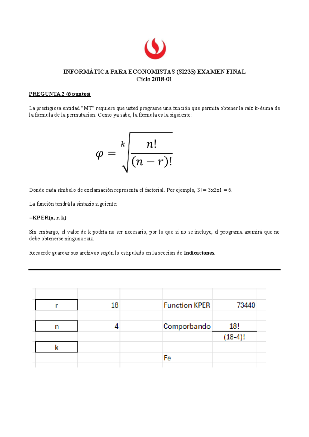 INFORMÁTICA PARA ECONOMISTAS (SI235) EXAMEN FINAL Y PARCIAL - Funciones ...