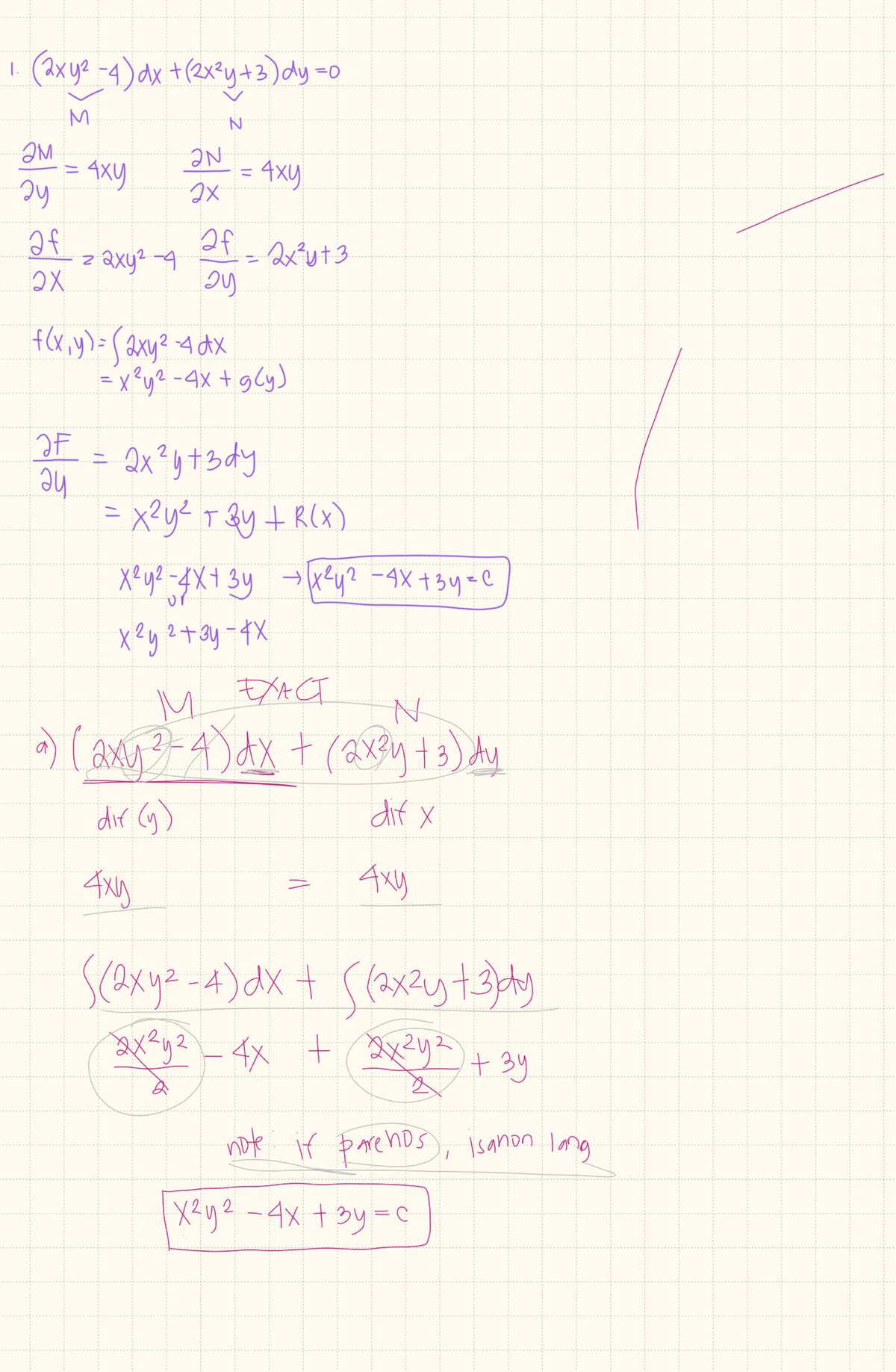 Exact Differential Equations: Sample Problems (Course Code: M N) - Studocu