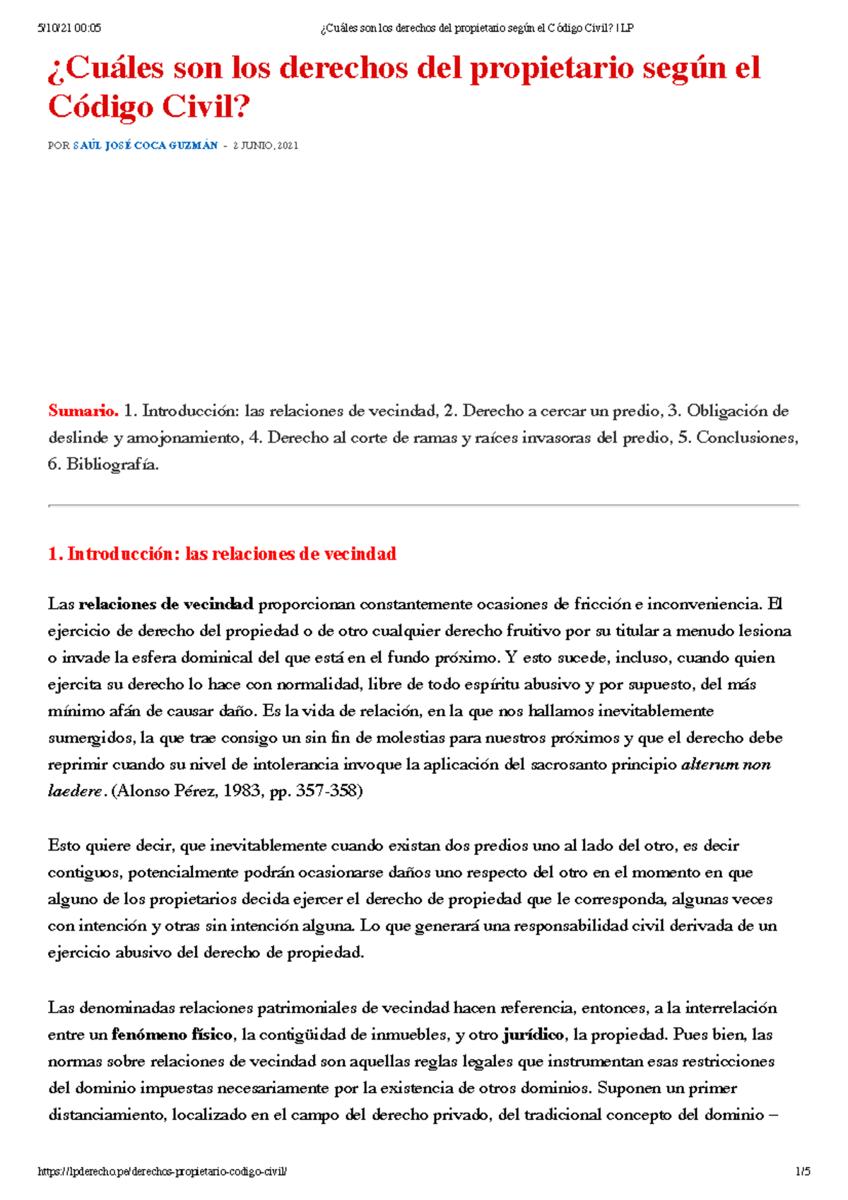 ¿Cuáles son los derechos del propietario según el Código Civil LP ...