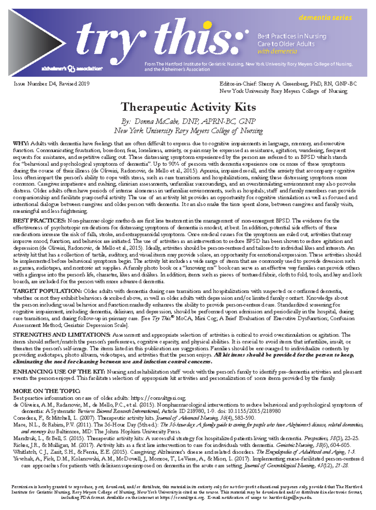 Try This Dementia 4 - Therapeutic Activity Kits for Older Adults - Studocu