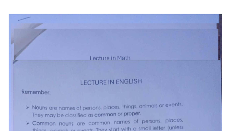 Math Lecture Notes: Understanding Nouns and GMRC Strategies - Studocu