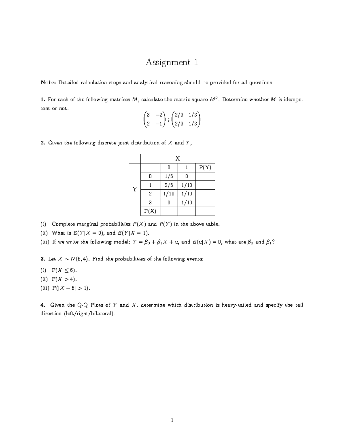 Assignment 1: Matrix Calculations and Time Series Analysis - Studocu