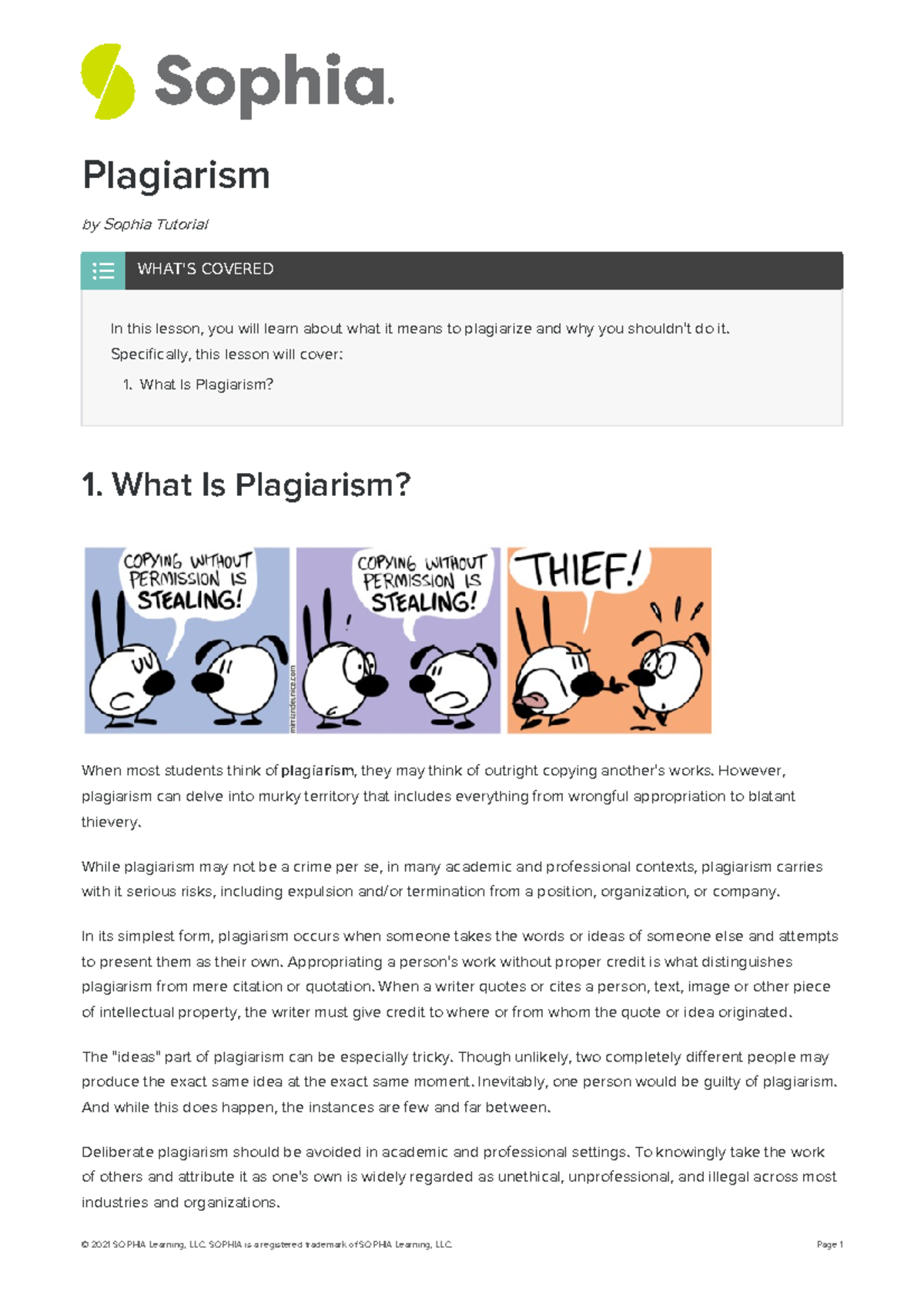 Understanding Plagiarism - SOPHIA Wk3 Lesson - Studocu