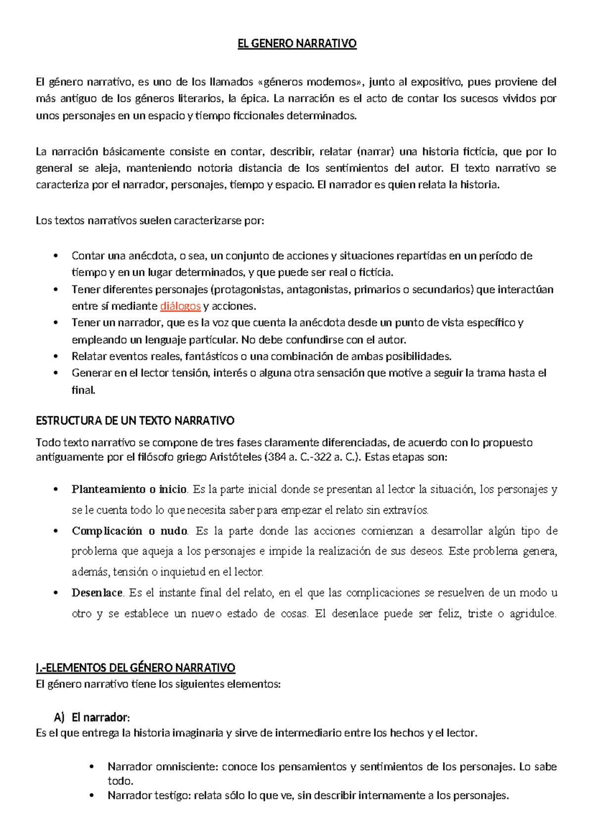 EL Genero Narrativo - EL GENERO NARRATIVO El género narrativo, es uno ...