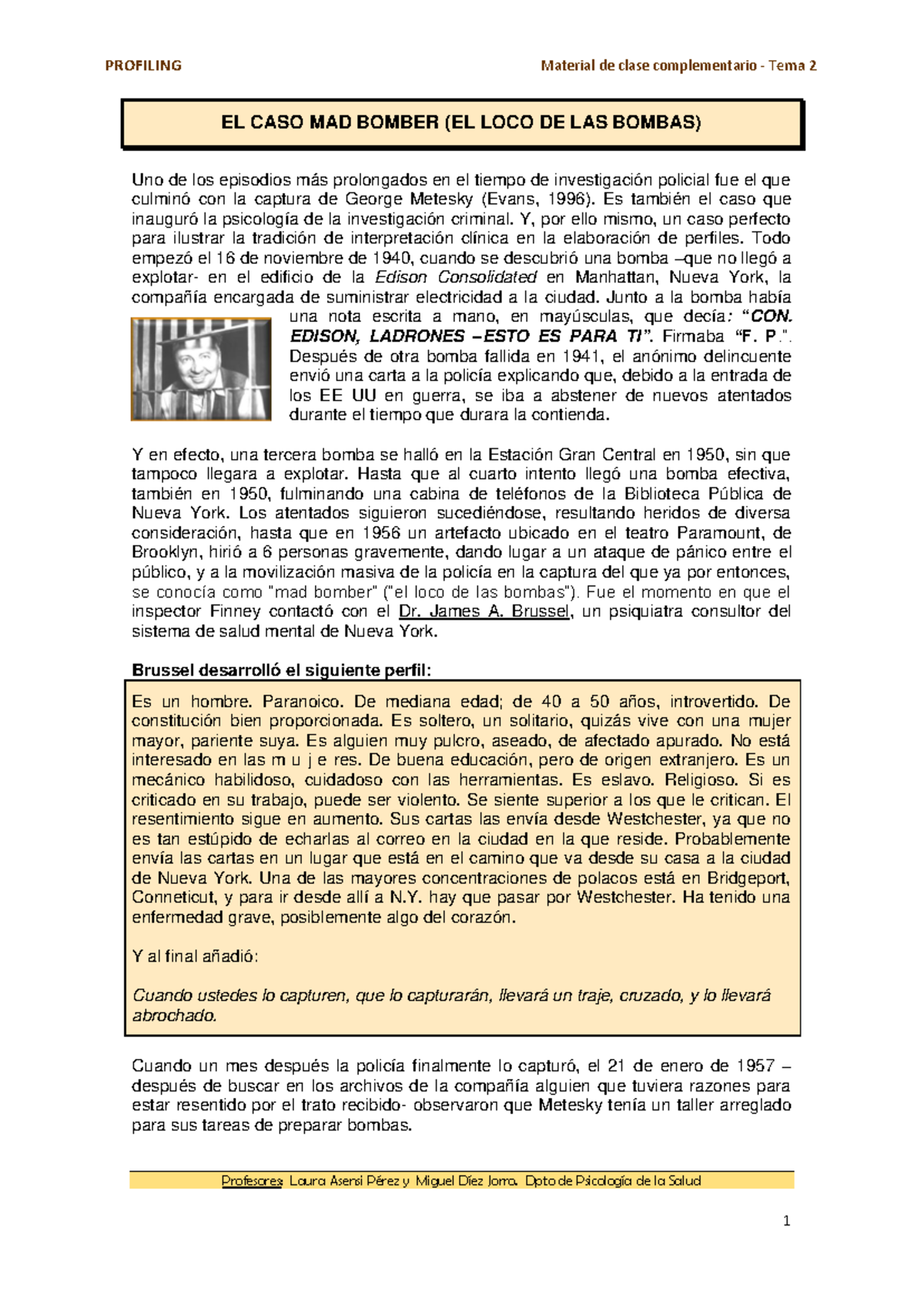 Caso Mad Bomber: Profiling y Psicología Criminal - Criminología 101 ...