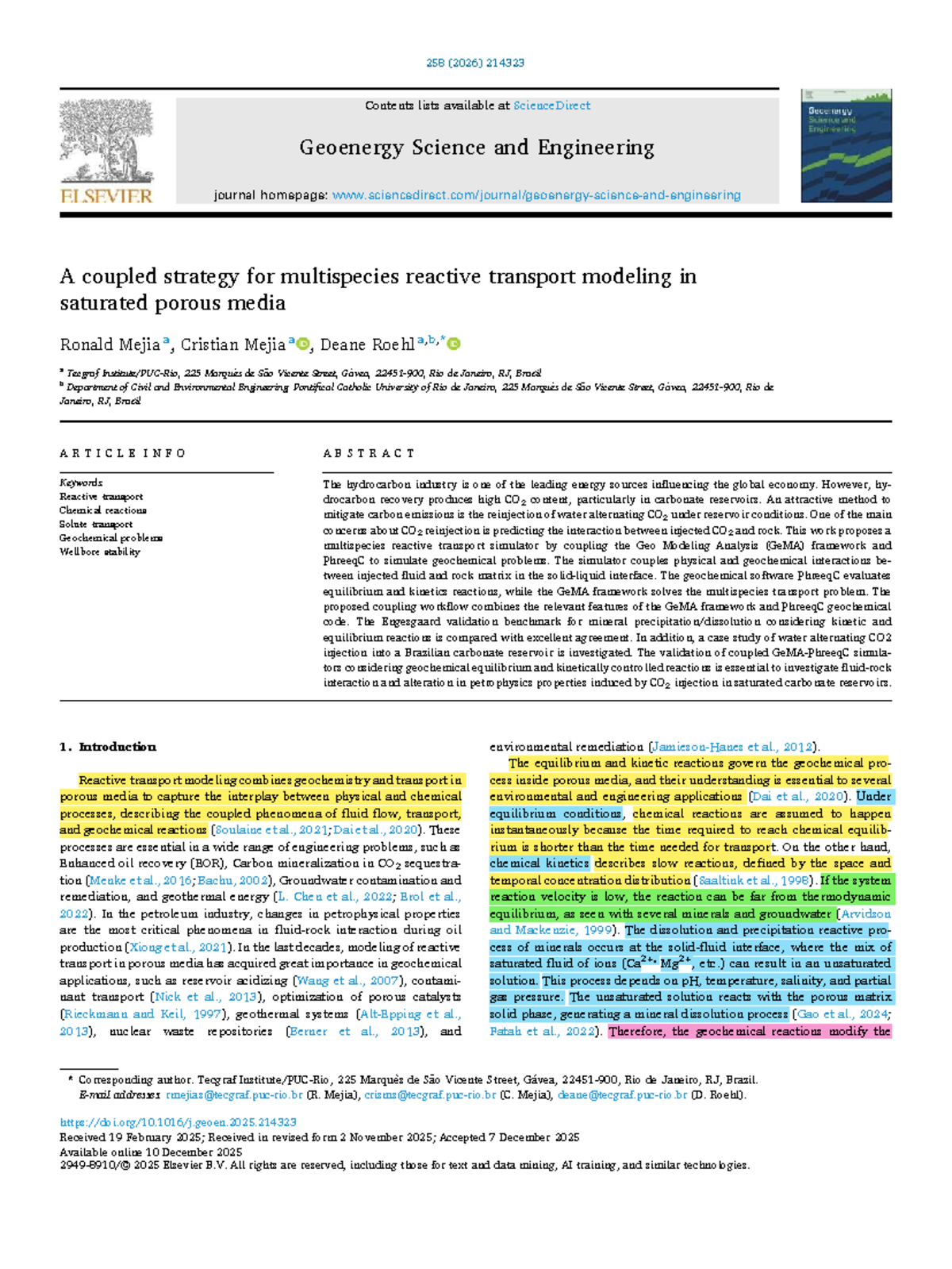 A Coupled Strategy for Multispecies Reactive Transport Modeling in ...