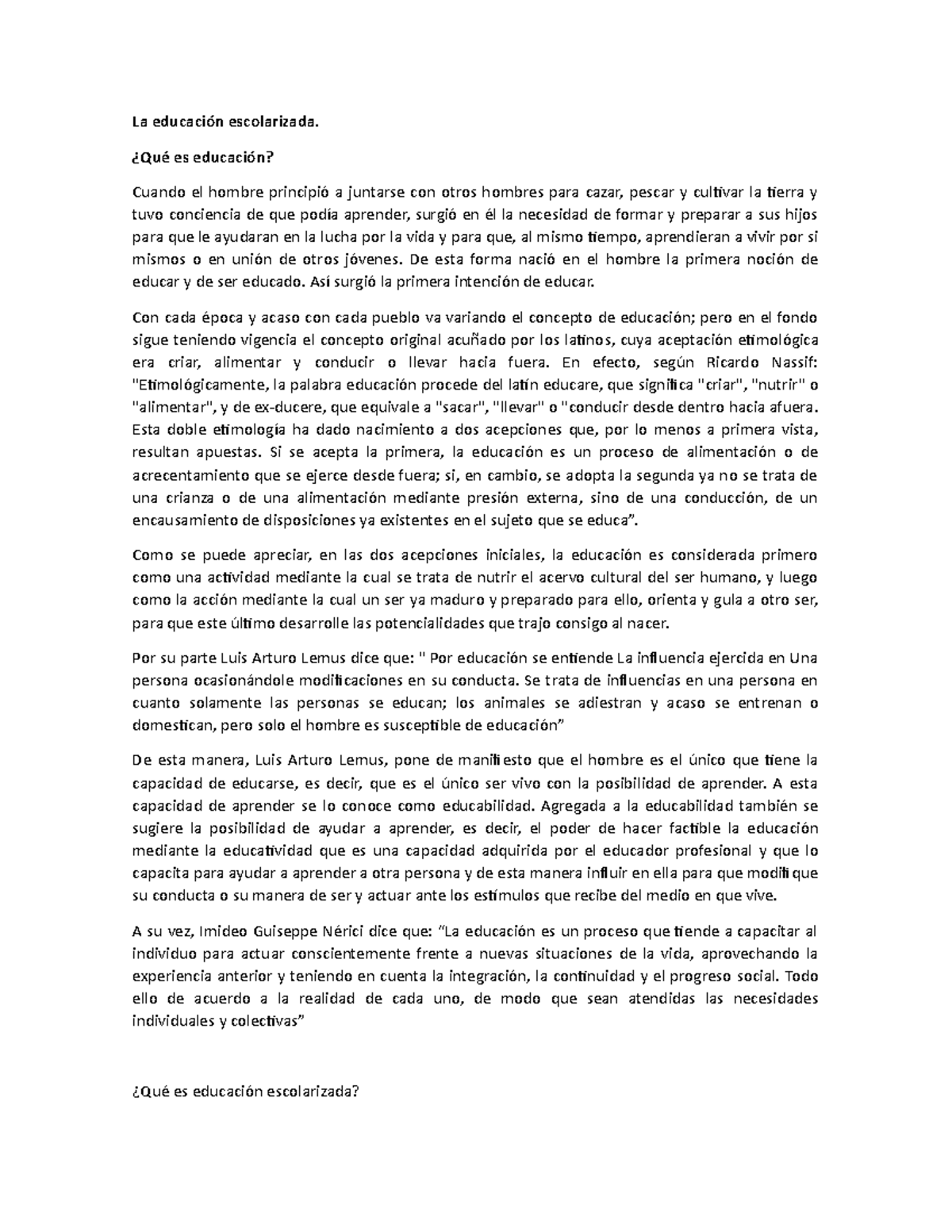 La educación escolarizada: definición y modalidades de aprendizaje ...