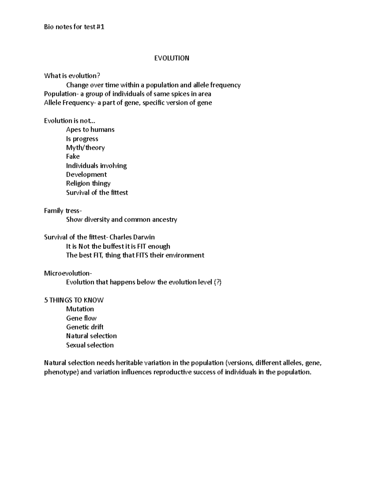 Bio 2 Lecture Notes: Understanding Evolution and Speciation - Studocu