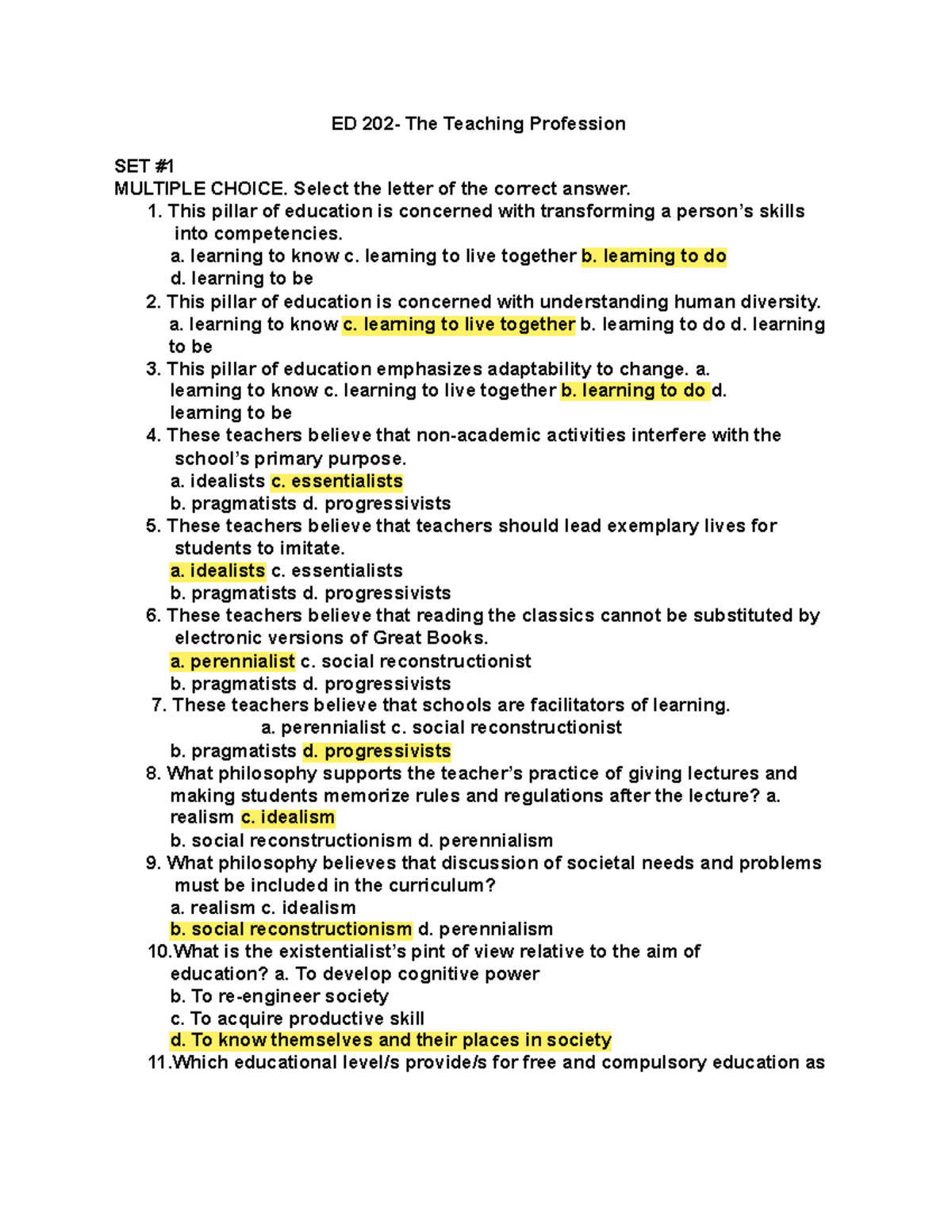 ED 202 - Comprehensive Reviewer for The Teaching Profession - Studocu