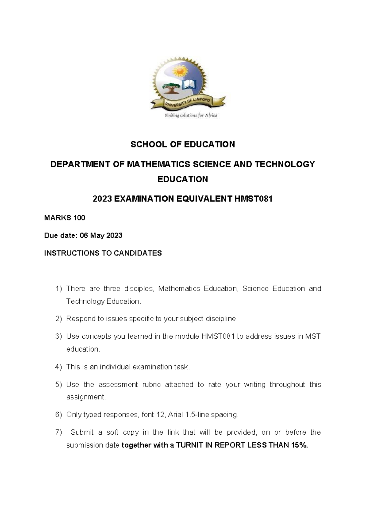 HMST081 2023 Exam Equivalent: Addressing Challenges in MST Education ...