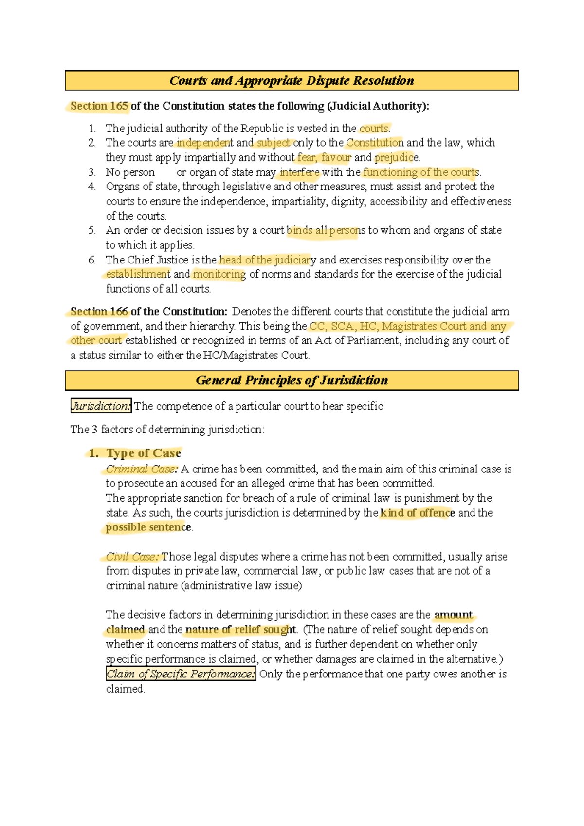 Courts and ADR Notes - Summary Beginner's Guide for Law Students ...