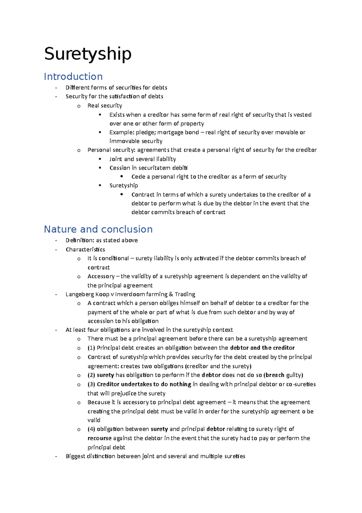 Suretyships and other - Suretyship Introduction Different forms of ...