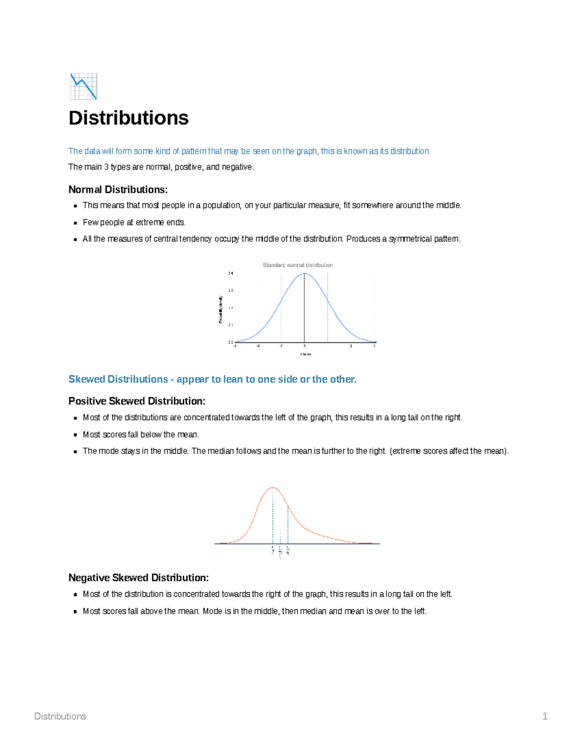 Distributions Overview: Normal, Positive, & Negative Types - Studocu