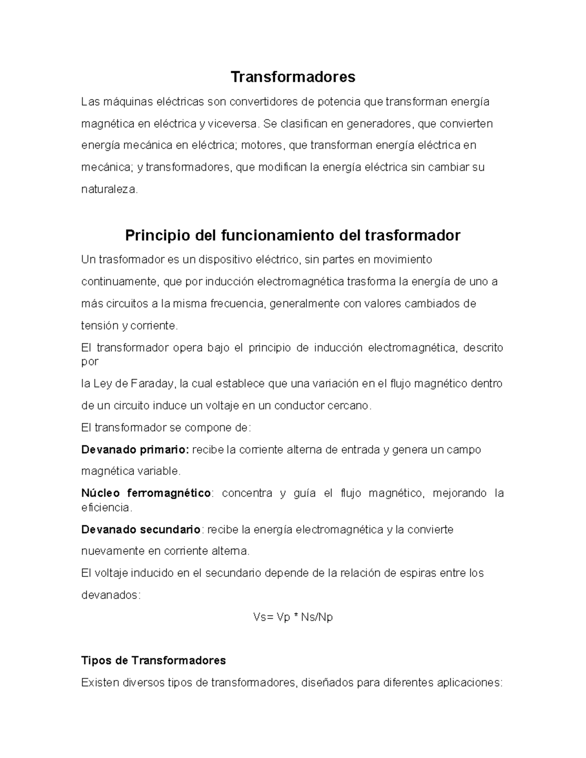 Transformadores resumen - Transformadores Las máquinas eléctricas son convertidores de potencia ...