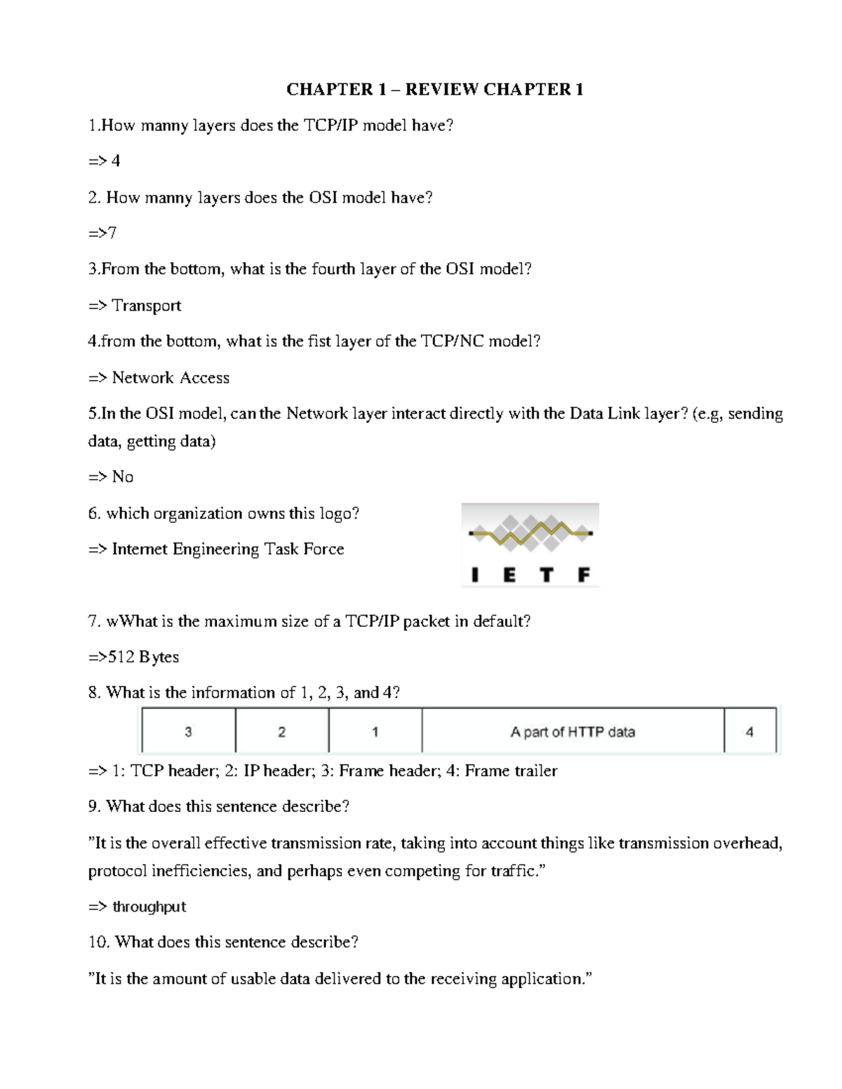 Đề thi cuối kỳ tin học mạng (ITC 101) - Tóm tắt và câu hỏi - Studocu