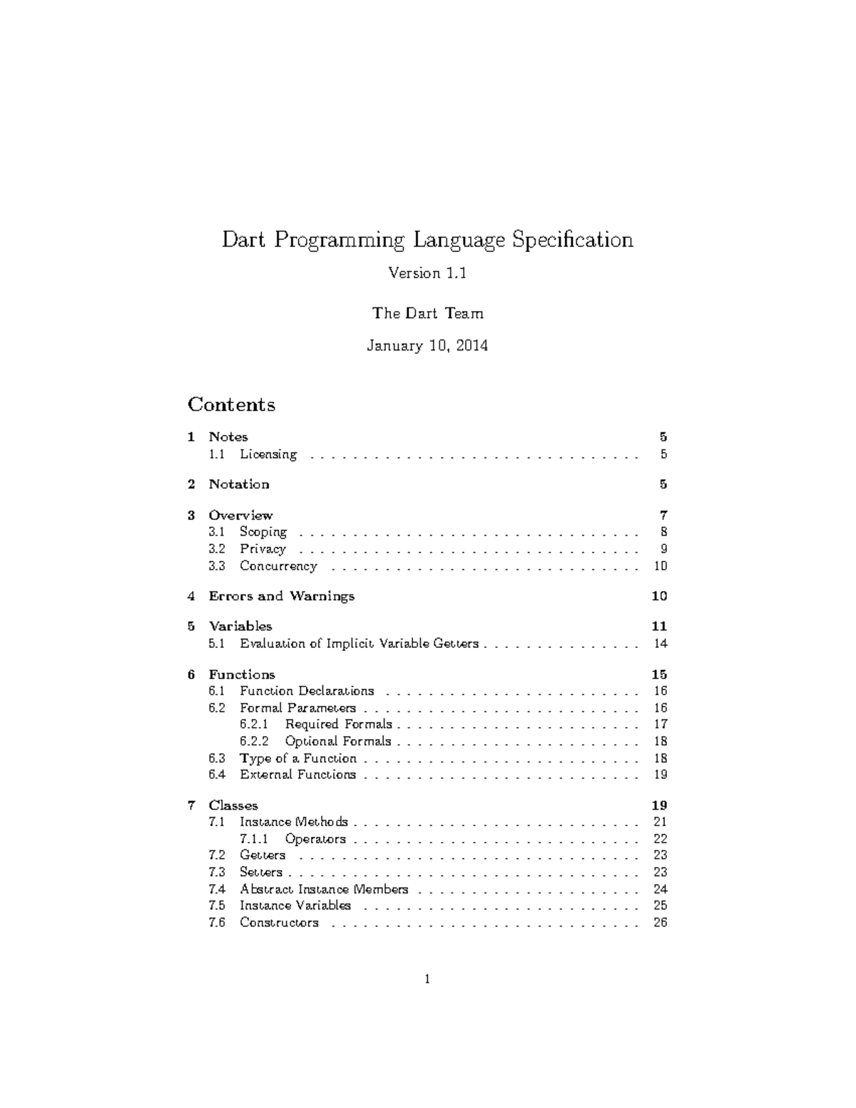 Dart Programming Language Specification The Dart Team Version 1