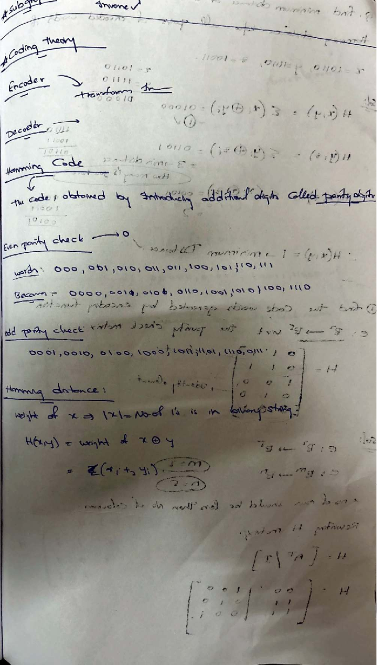 Unit 4 Discrete Mathematics: Hamming Codes and Error Correction - Studocu