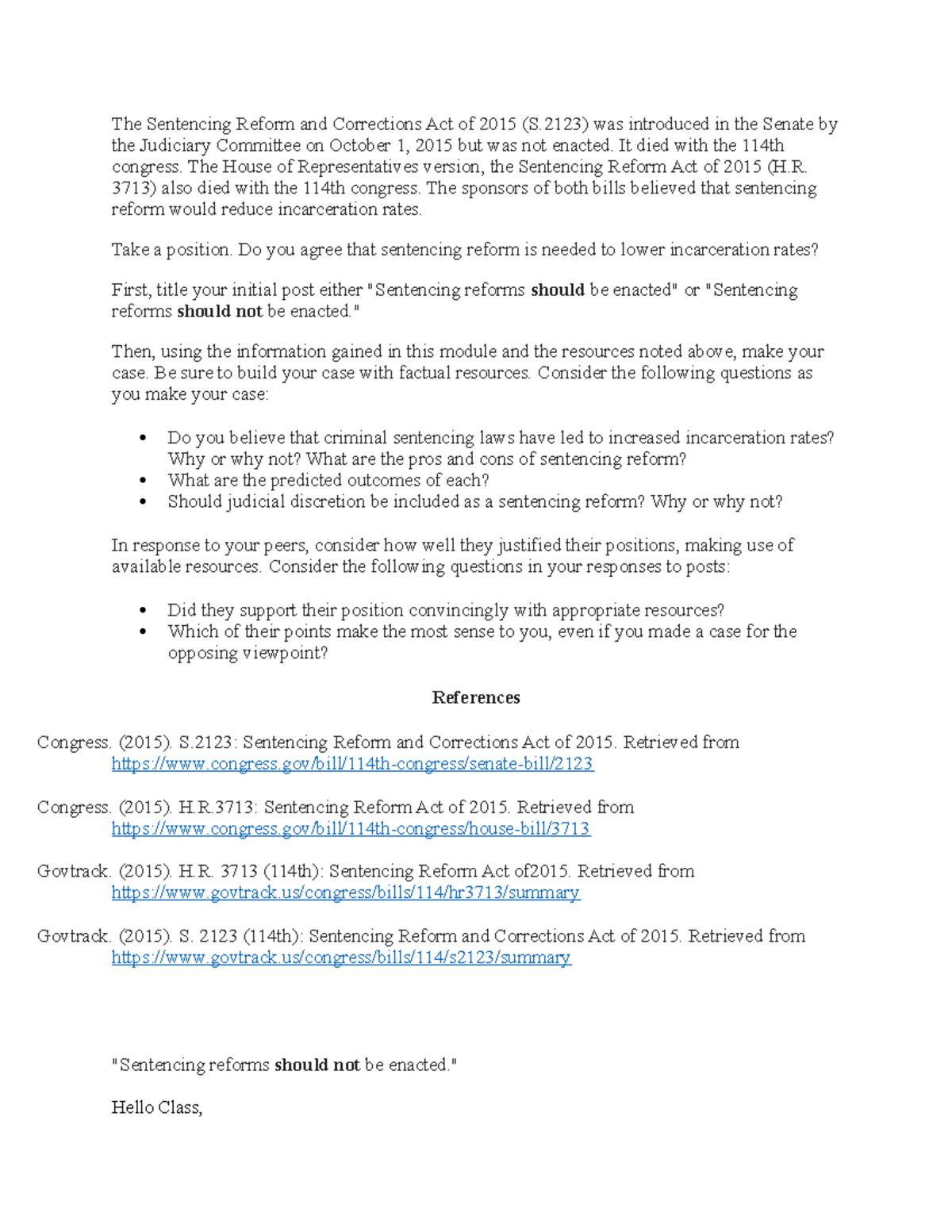 CJ-210 2-2 Discussion- Make Your Case - The Sentencing Reform and ...