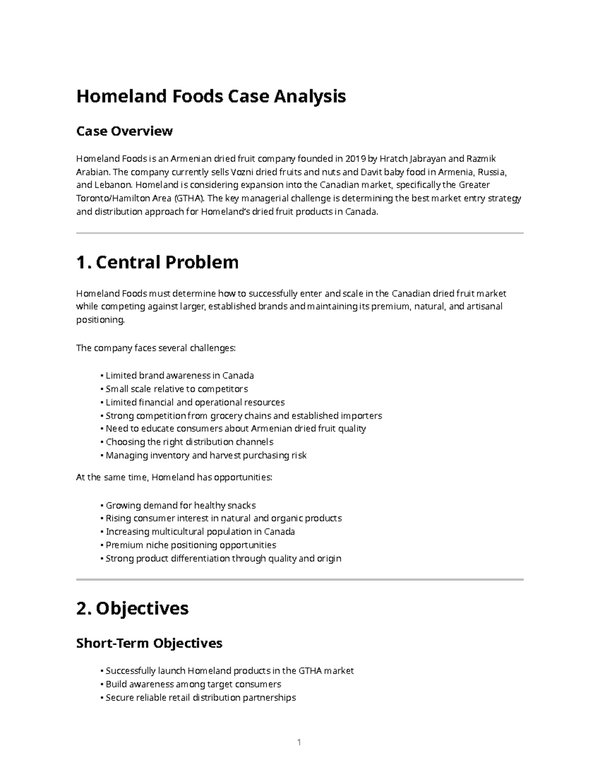 Homeland Foods Case Study: Market Entry Strategy for Canada - Studocu