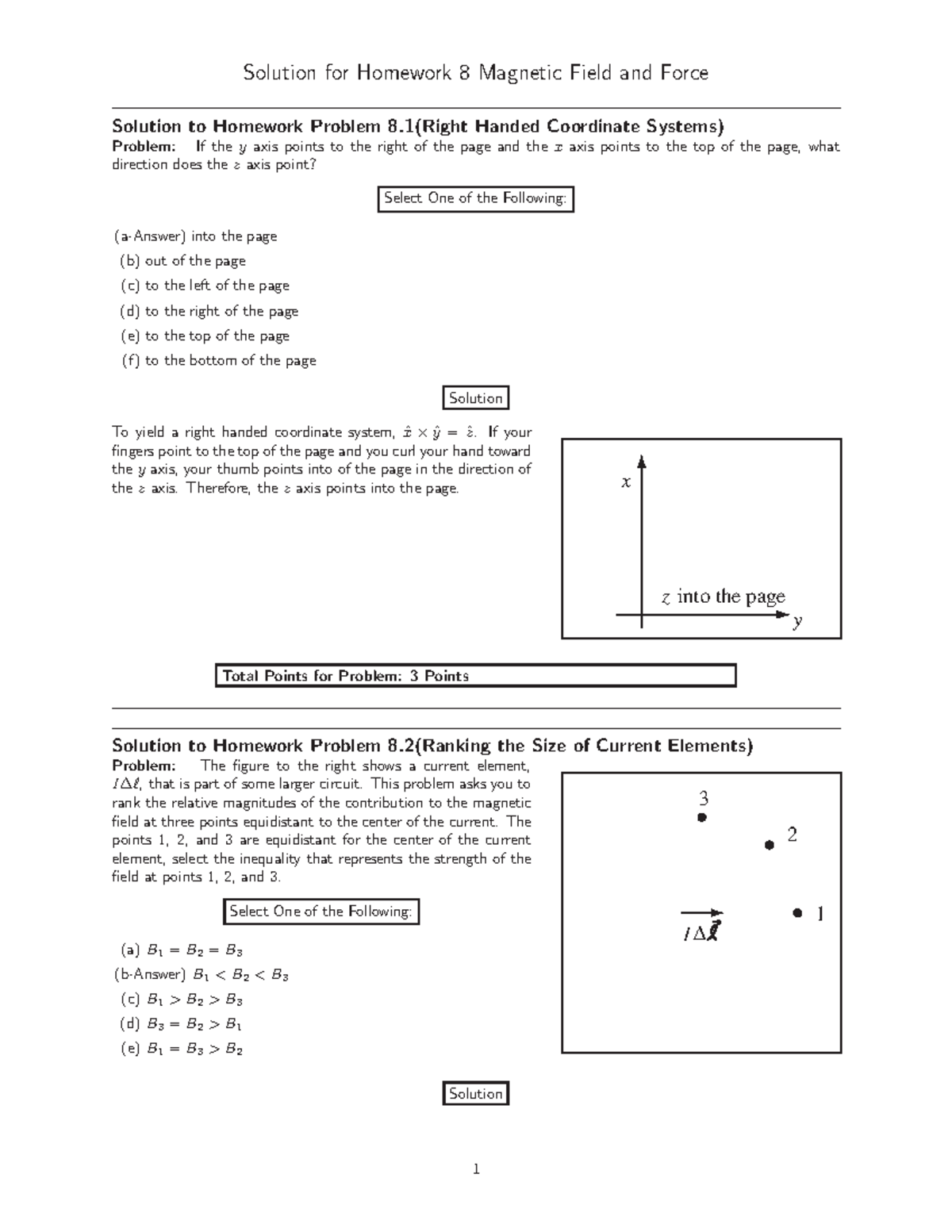 Homework 8 Solutions for Magnetic Field and Force Problems - Studocu