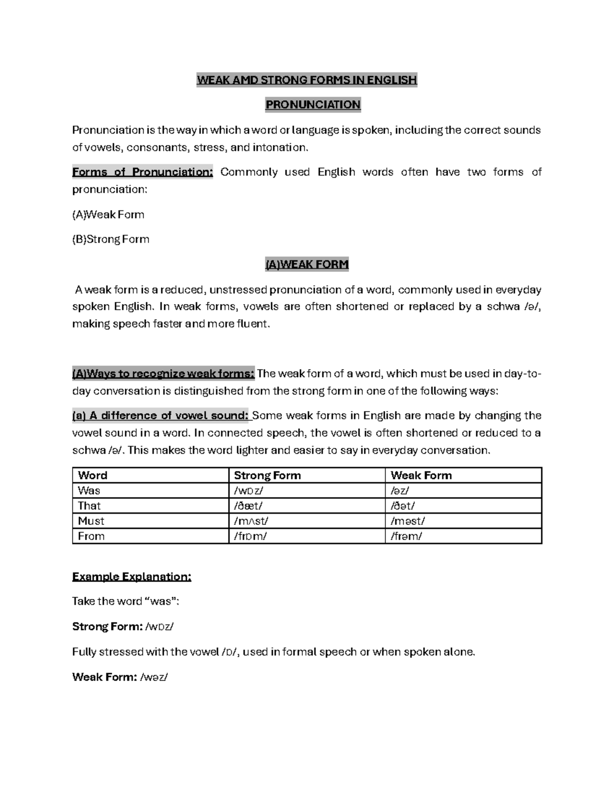 Weak and Strong Forms in English Pronunciation: A Comprehensive Guide ...