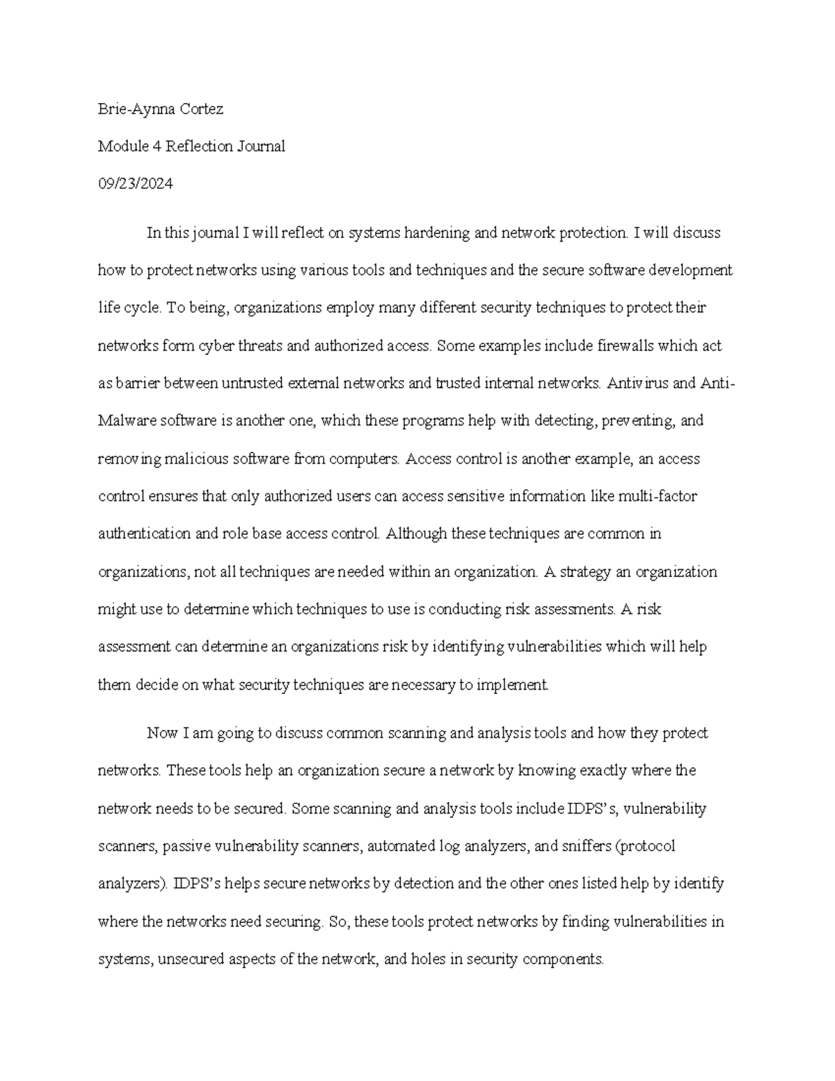 Module 4 Reflection Journal: Insights on Network Security Techniques ...