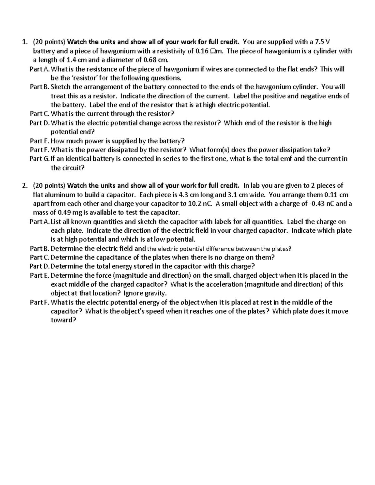 CP2Test2OR - College Physics 2 Exam 2 Open Response Solutions - Studocu