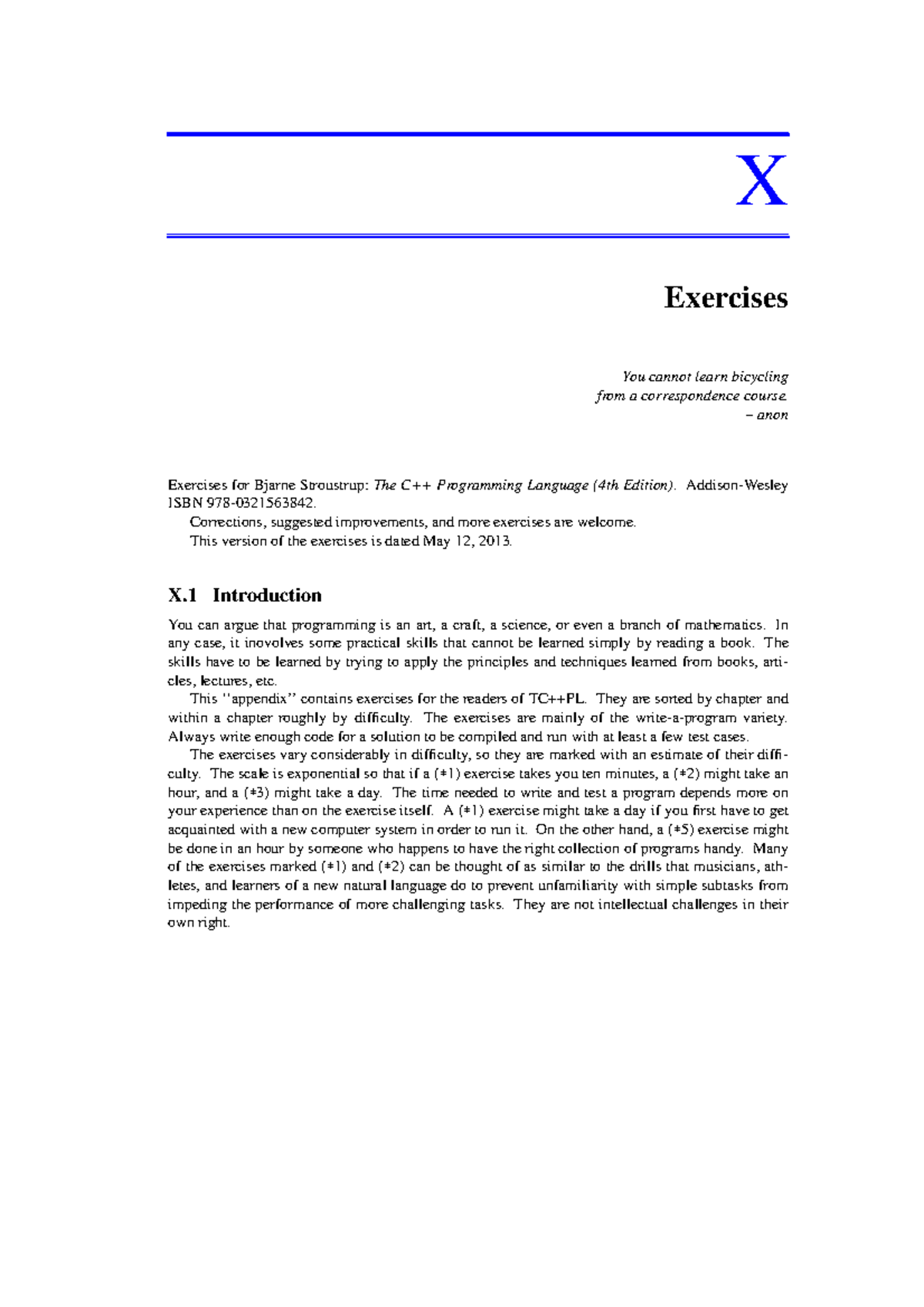 Exercises for Bjarne Stroustrup's Programming Language (4th Ed.) - Studocu