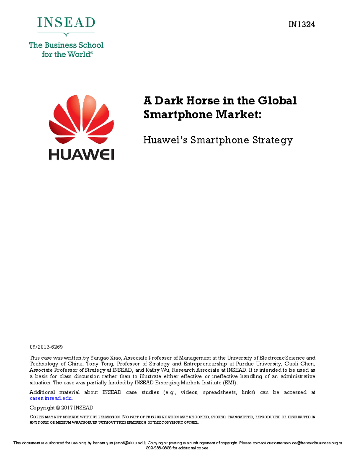 Huawei’s Global Smartphone Strategy: Case Study Insights (IN 03) - Studocu