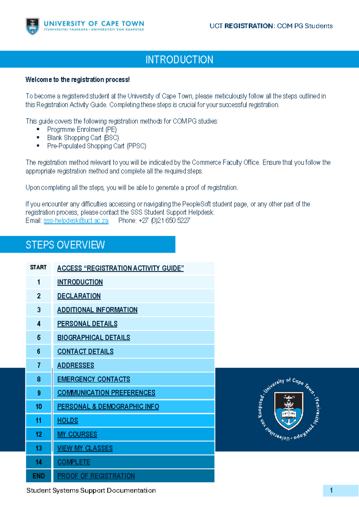 UCT REGISTRATION GUIDE: COM PG Students 2026 - Studocu