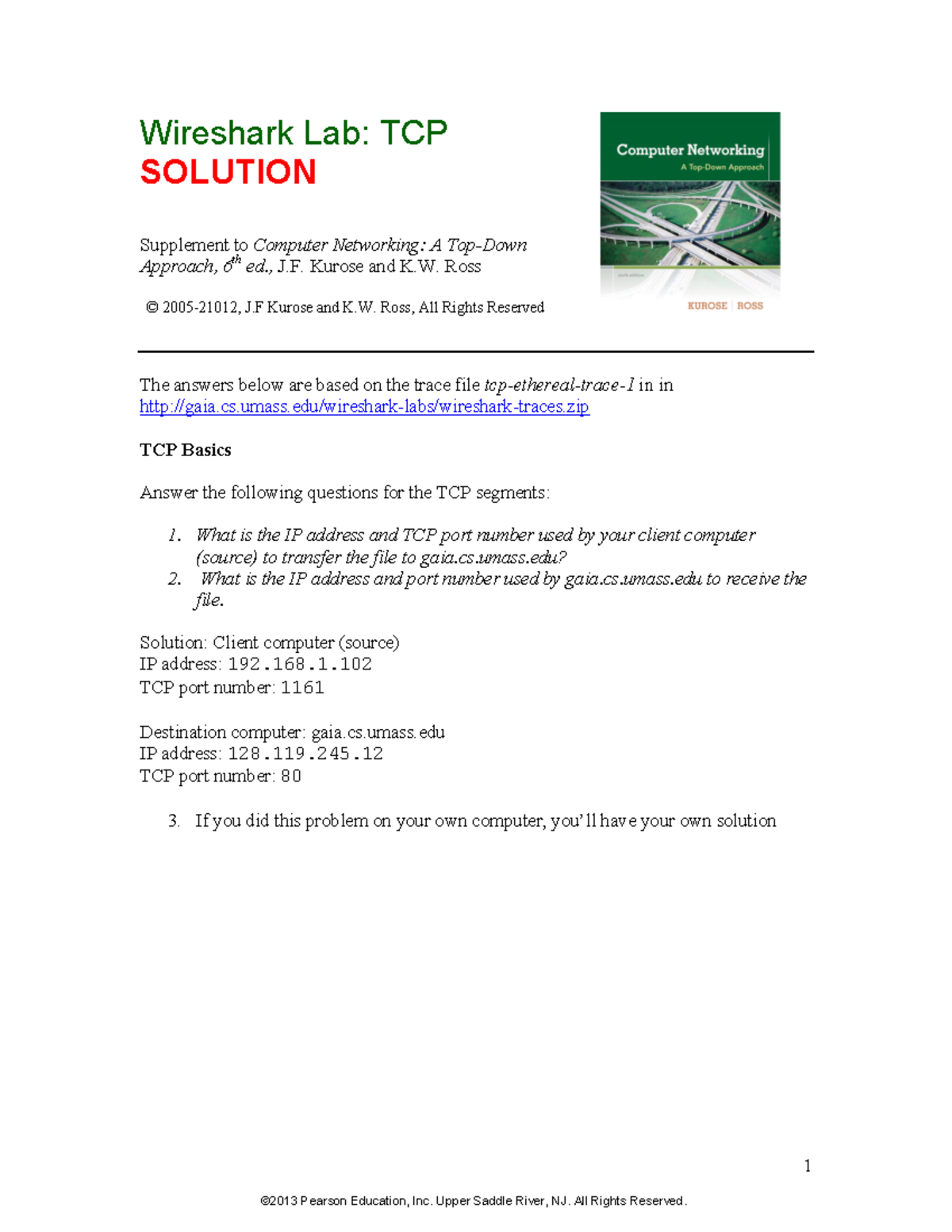 Wireshark TCP - fcgvhjbknlm - 1 Wireshark Lab: TCP SOLUTION Supplement ...