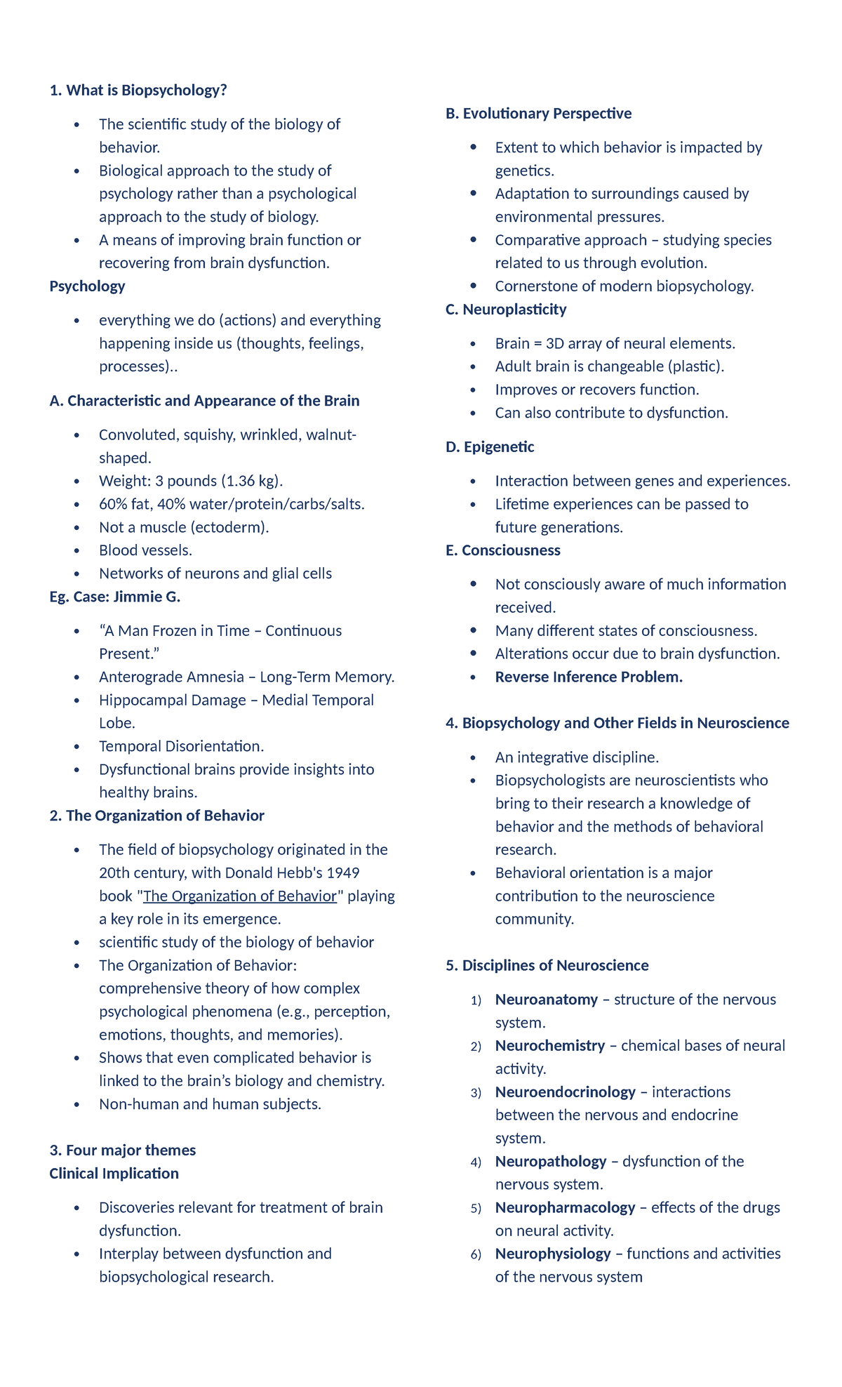 Biopsychology Overview: Key Concepts and Research Insights - Studocu