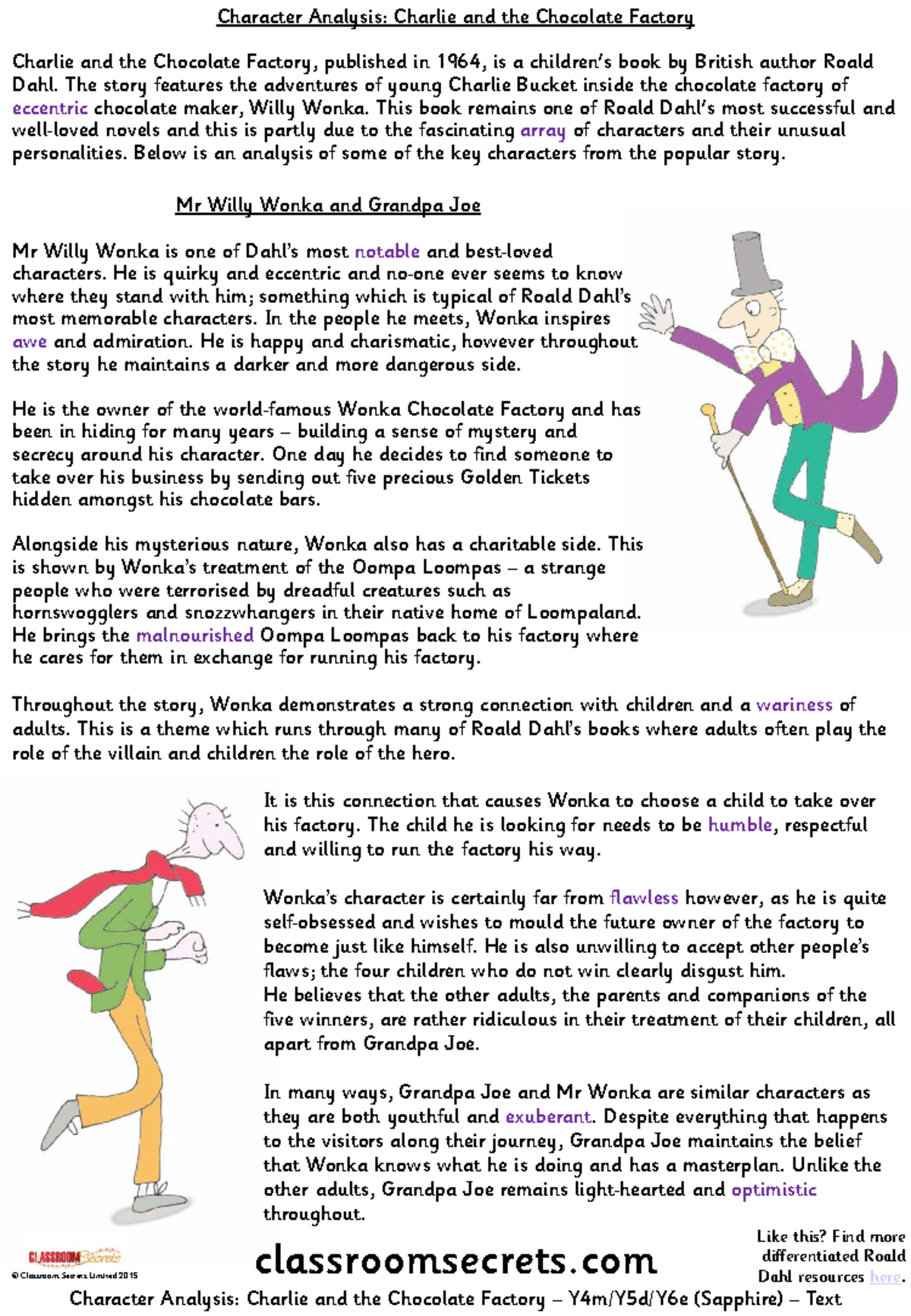 Character Analysis: Charlie and the Chocolate Factory (Sapphire) - Studocu