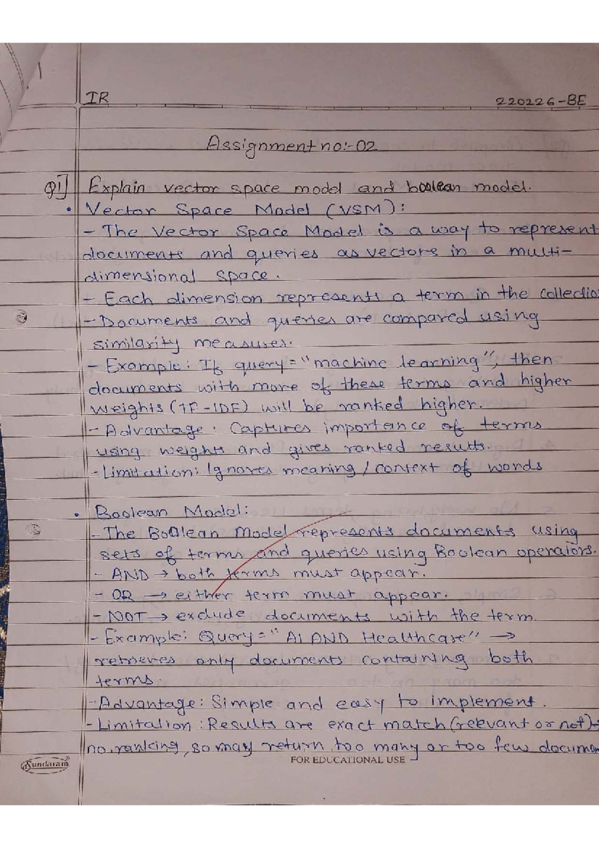 IR 220226 Assignment: Comparing Vector Space and Boolean Models - Studocu