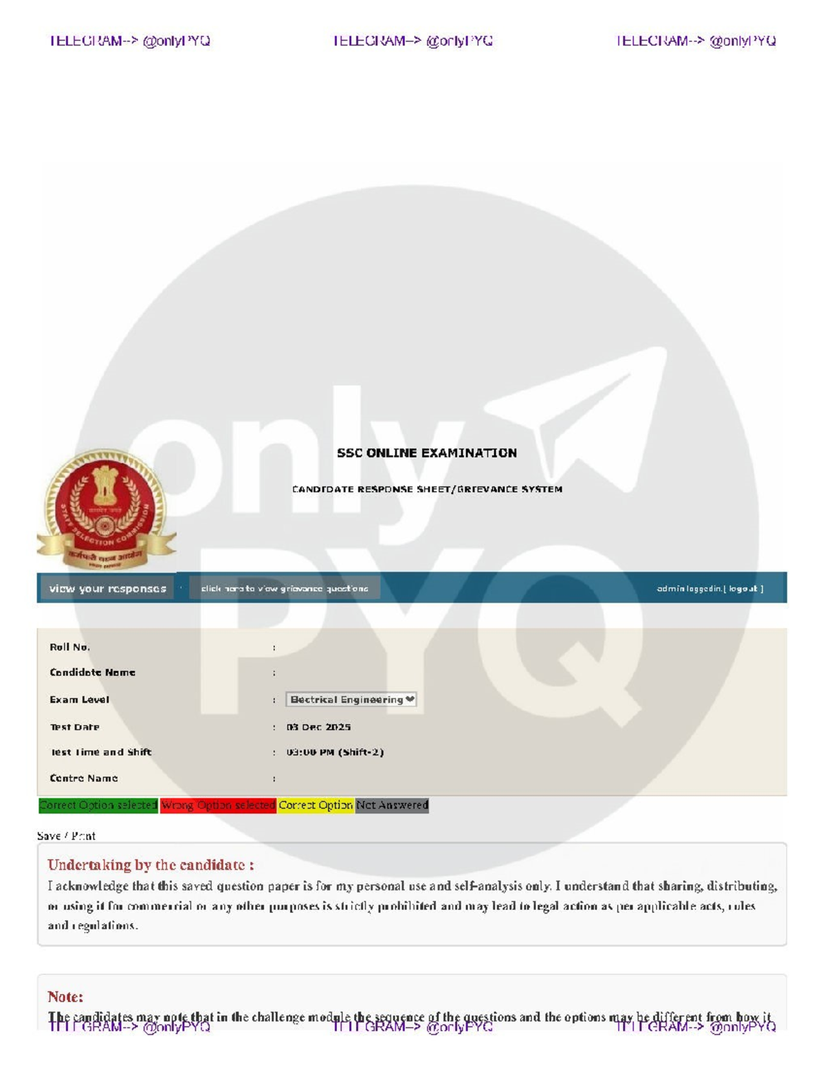 ALL EE Shift SSC JE 2025: Candidate Response System Overview - Studocu