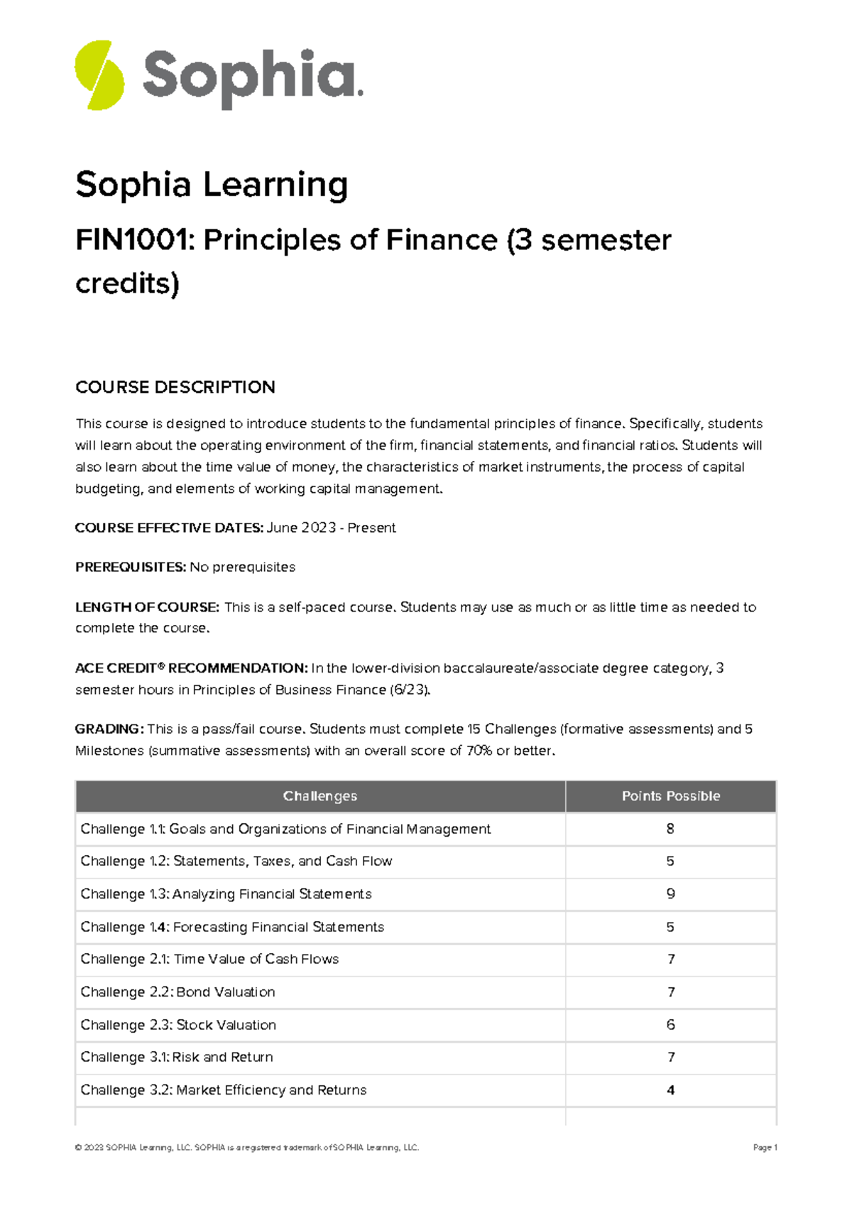FIN1001: Principles of Finance Syllabus and Course Overview - Studocu