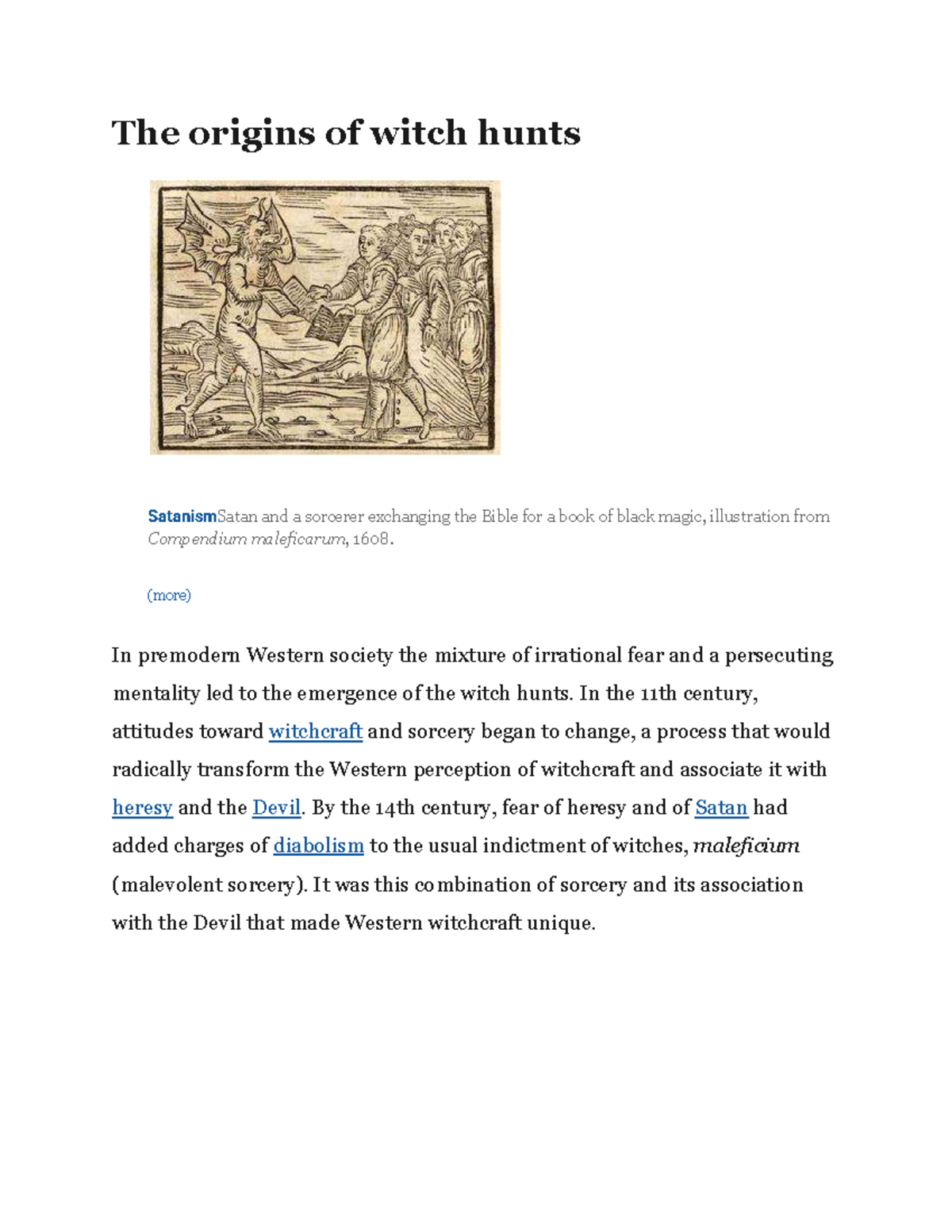 The Origins and Decline of Witch Hunts in Europe (HIST 300) - Studocu